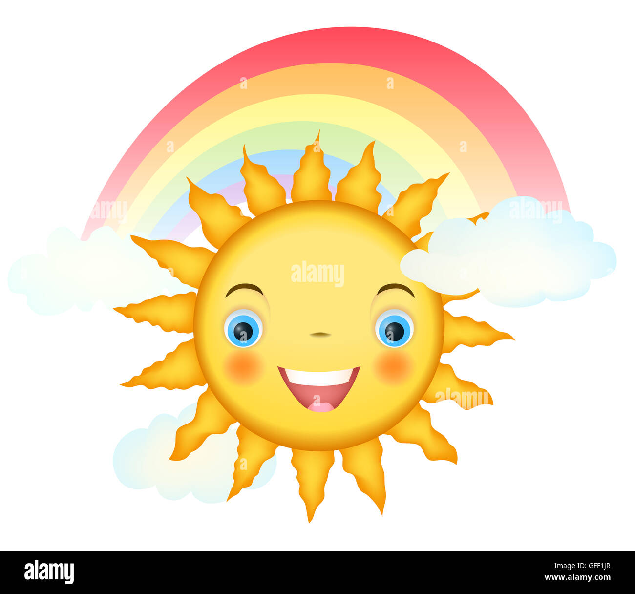 Rainbow cute sun character Cut Out Stock Images & Pictures - Alamy