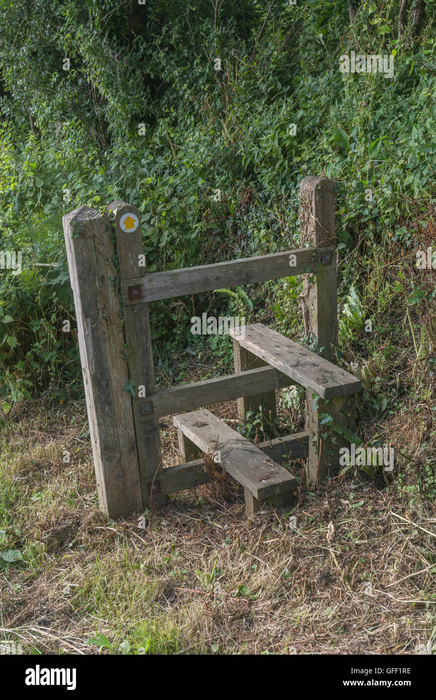 Countryside footpath stile - as visual metaphor for walking, rambling ...