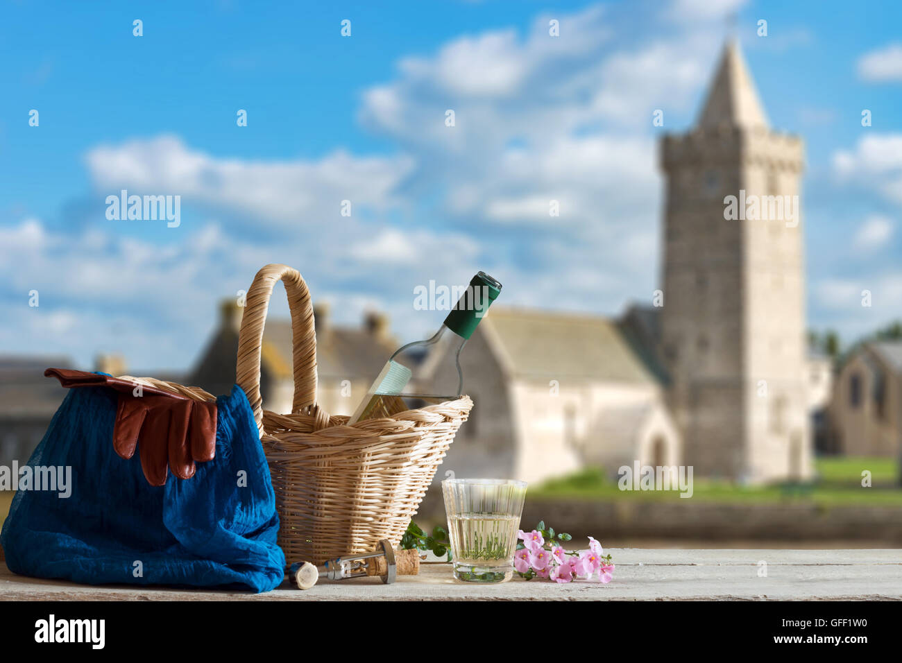 Picnic in Front of old Church in the Normandy Stock Photo - Alamy