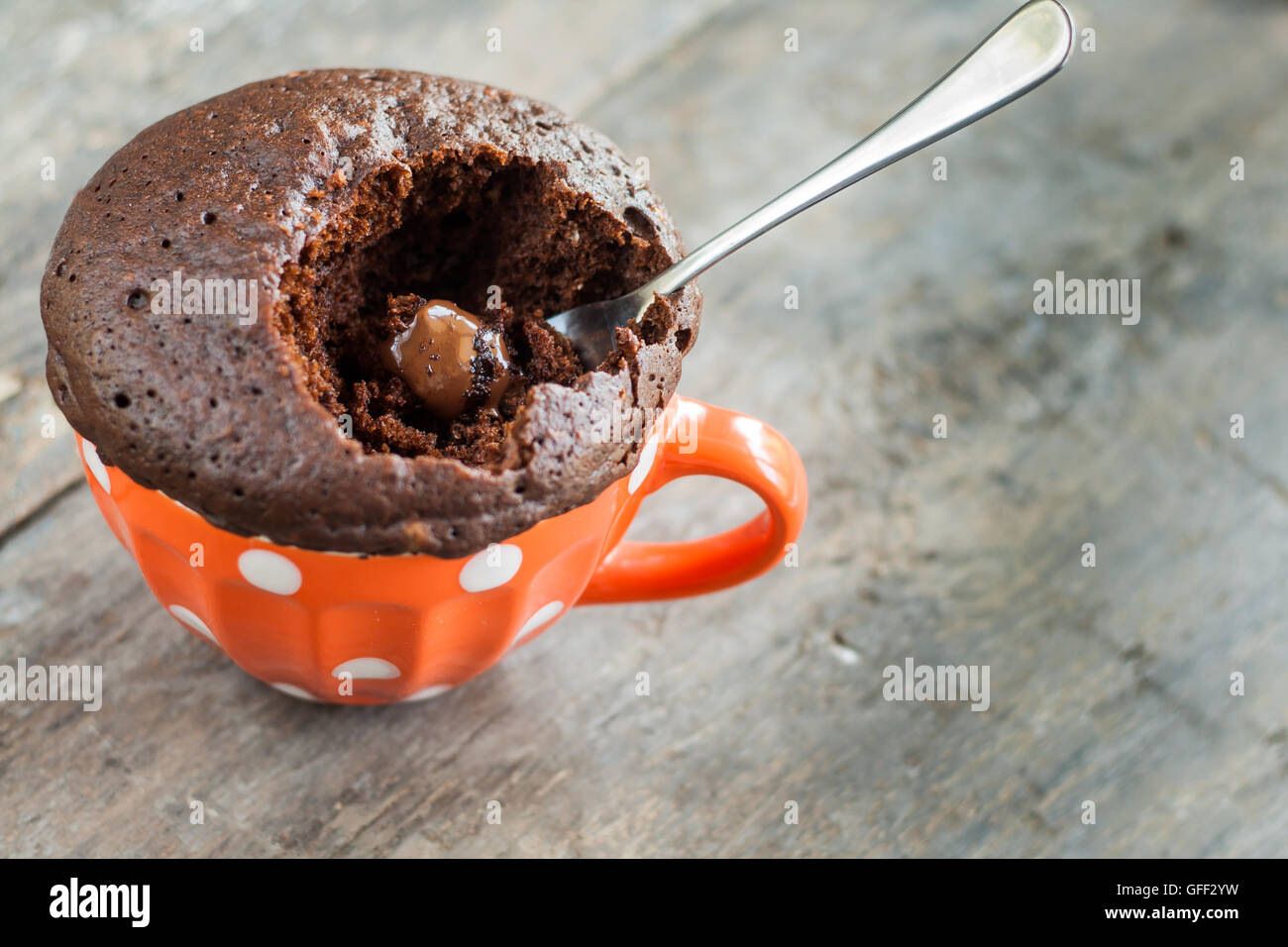 Chocolate pie in a cup filled with a liquid Stock Photo - Alamy