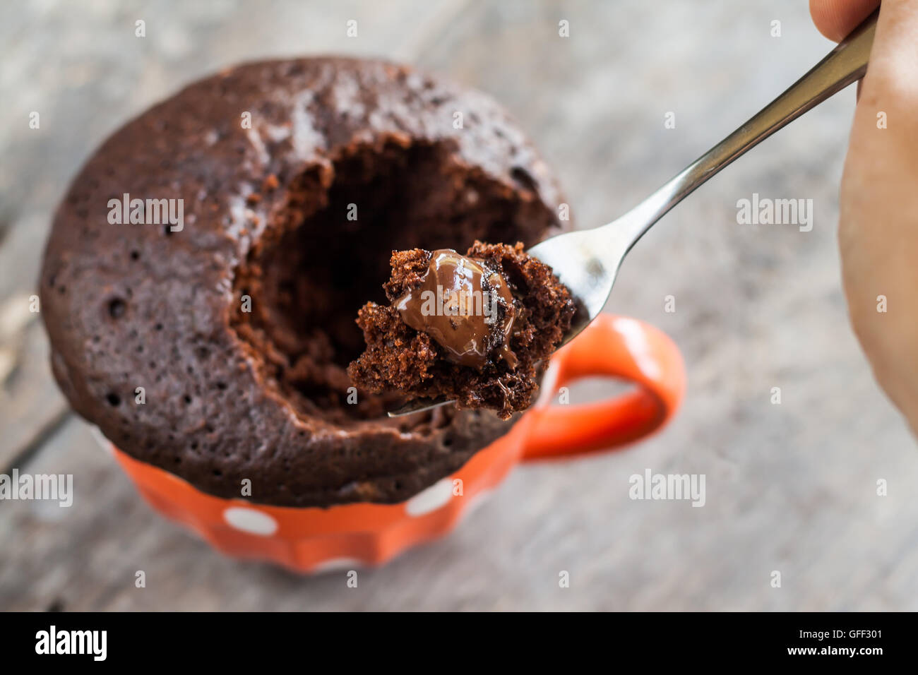 Chocolate pie in a cup filled with a liquid Stock Photo - Alamy