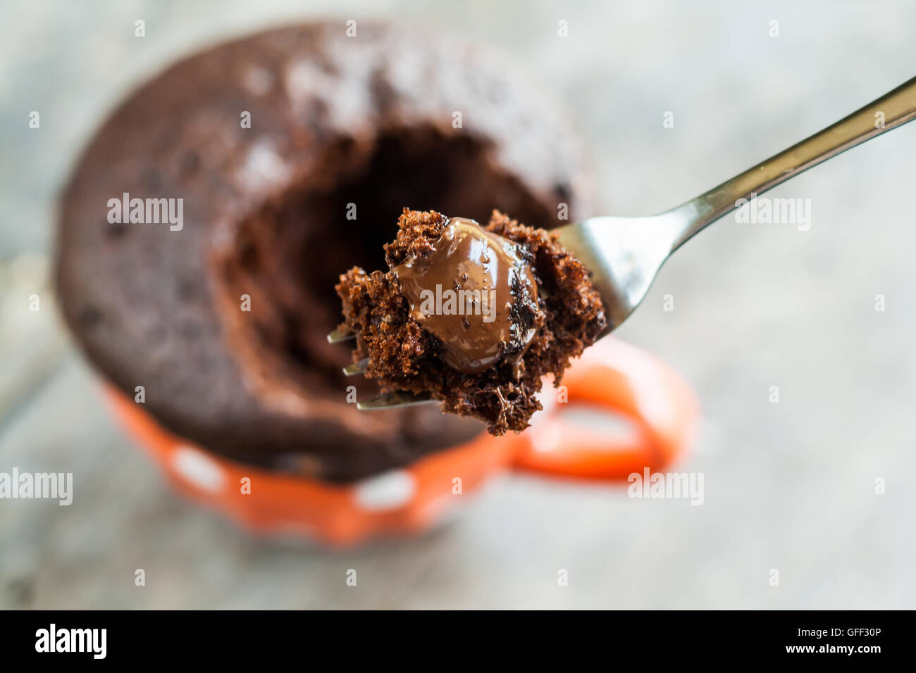 Chocolate pie in a cup filled with a liquid Stock Photo - Alamy