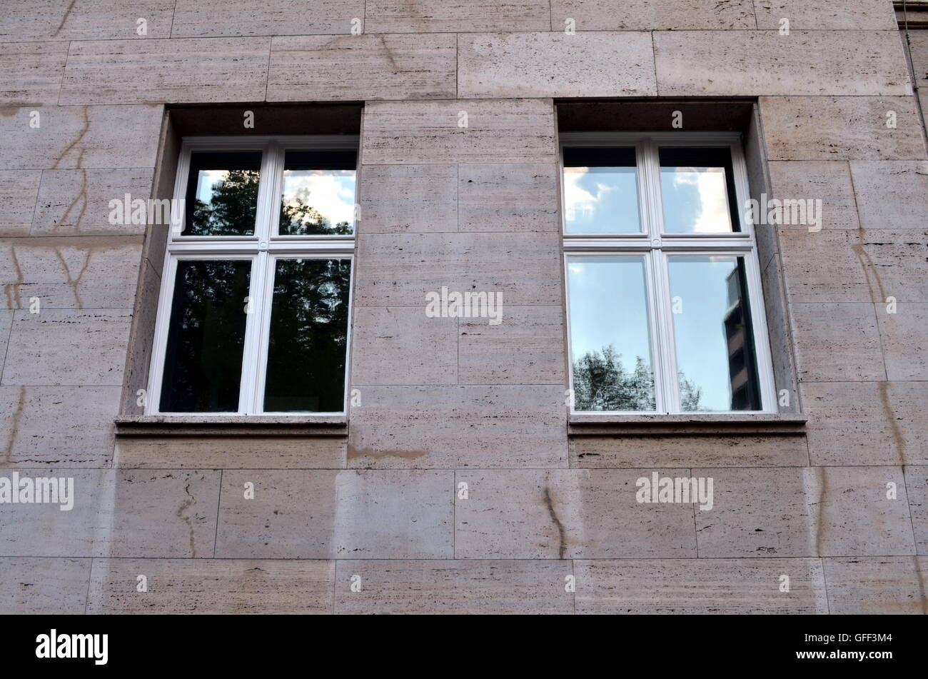 closeup two windows of an old german building Stock Photo - Alamy