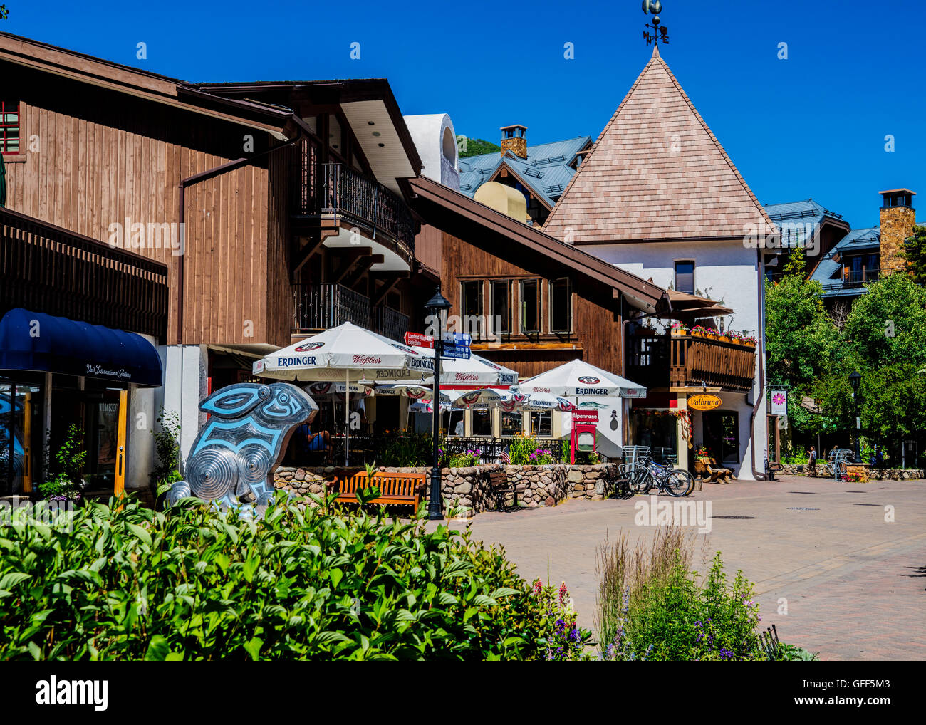 Street Scene In Vail Colorado showing retail stores and shops during ...