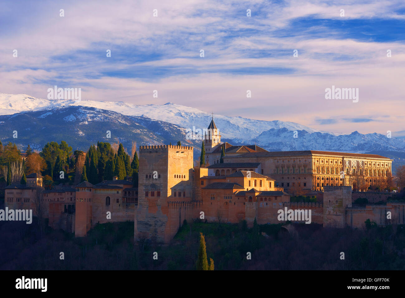 Sierra nevada and la alhambra at sunset hi-res stock photography and ...