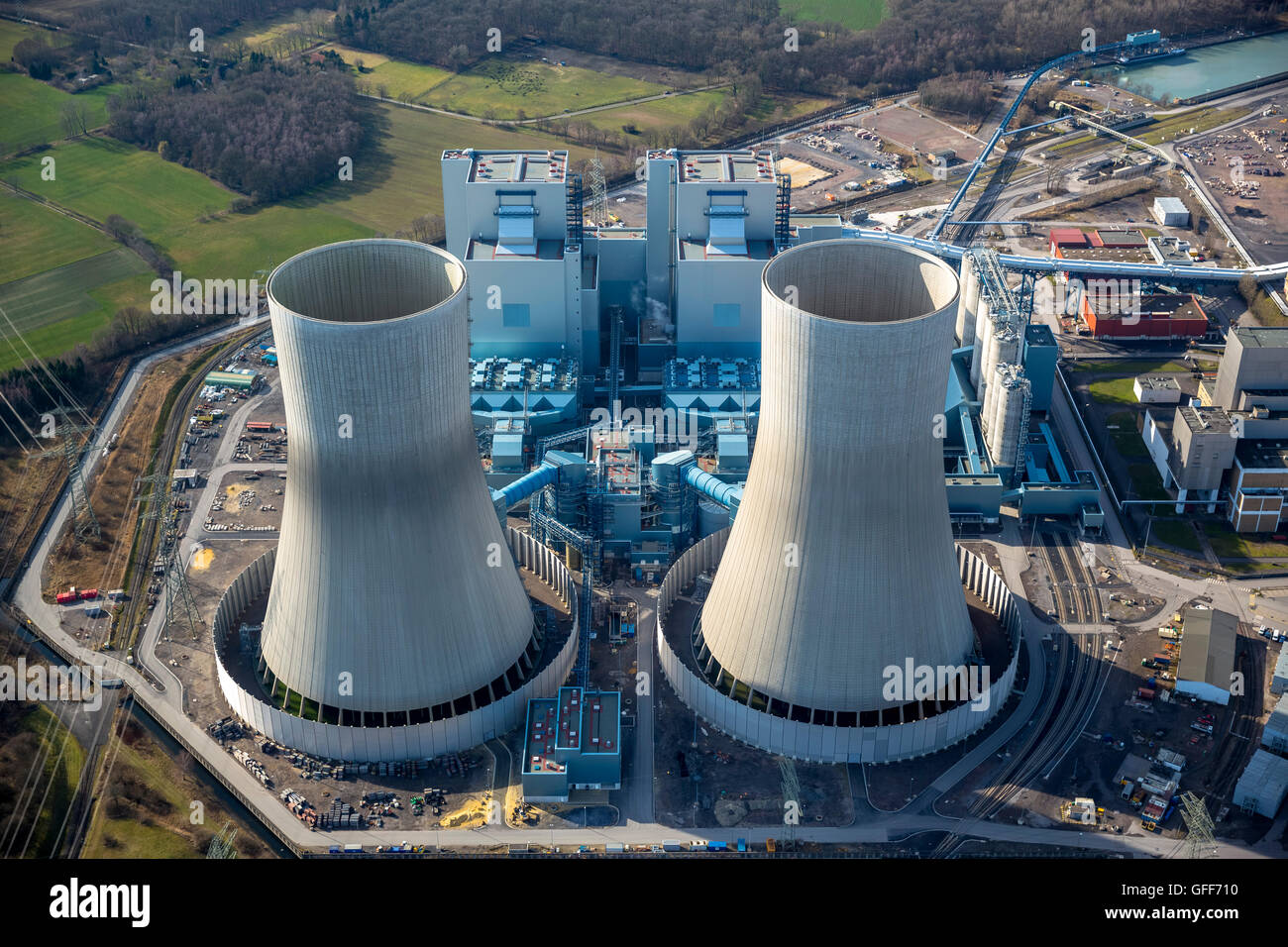 Aerial view, RWE Power Westfalen power plant, coal plant, construction ...