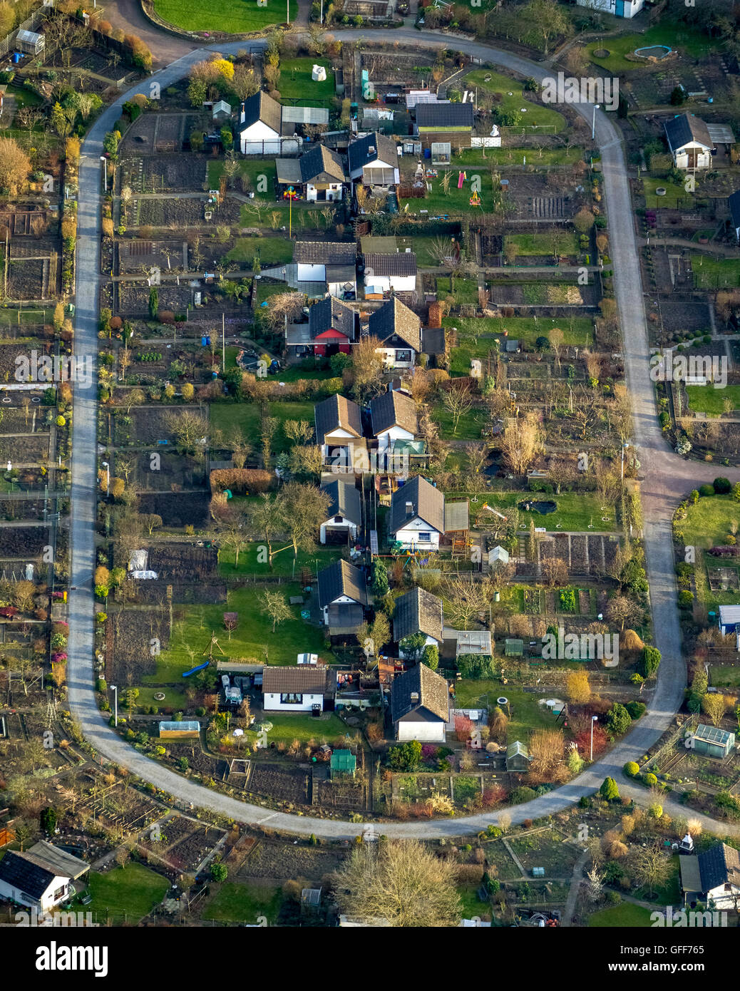 Aerial view, allotments, allotment gardens on the Saarner road, Mülheim ...