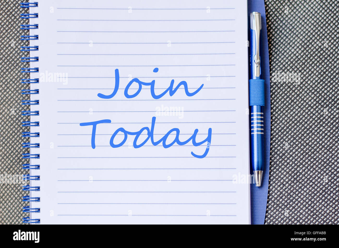 Join today text concept write on notebook Stock Photo - Alamy