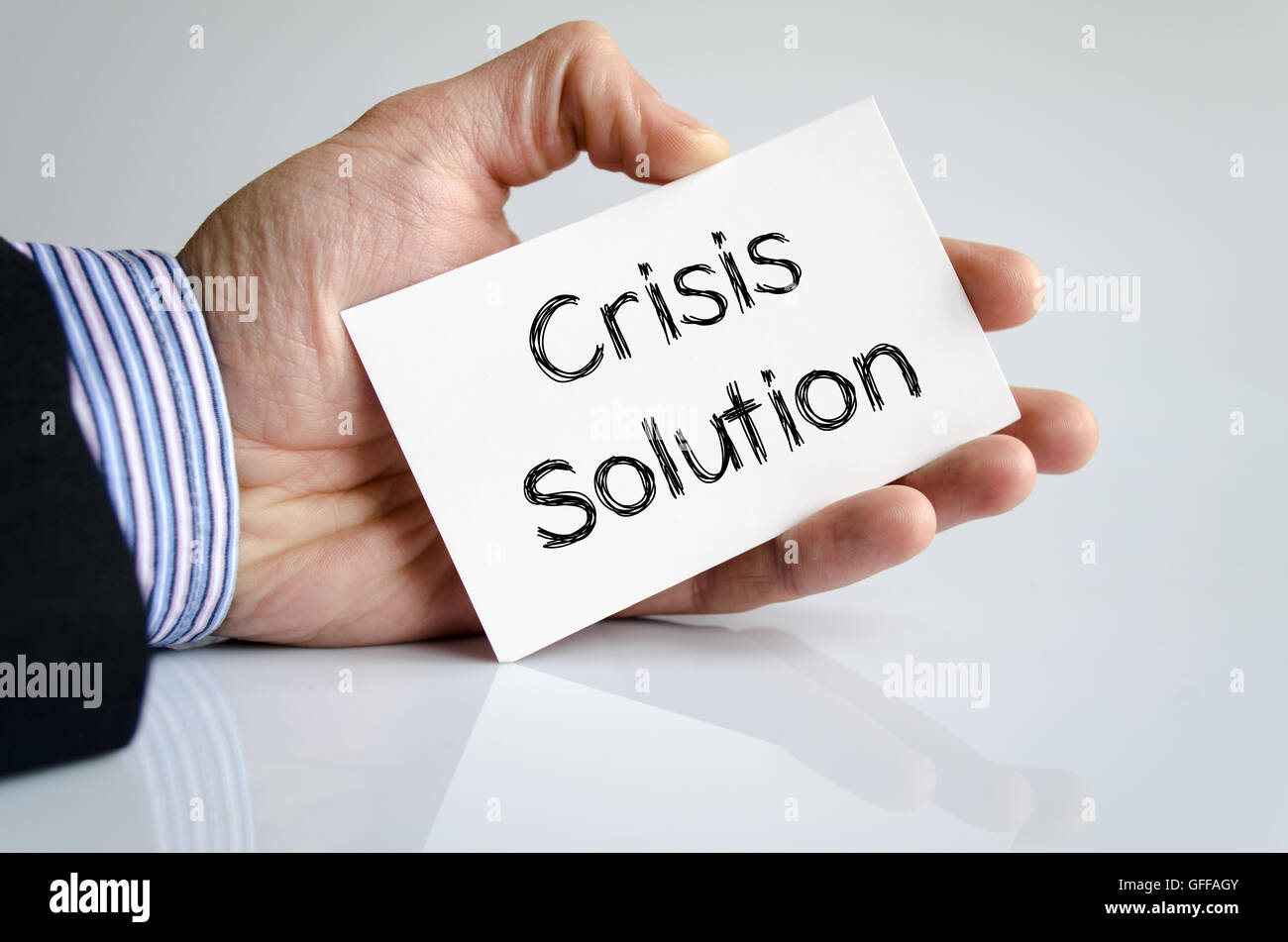 Crisis solution text concept isolated over white background Stock Photo ...