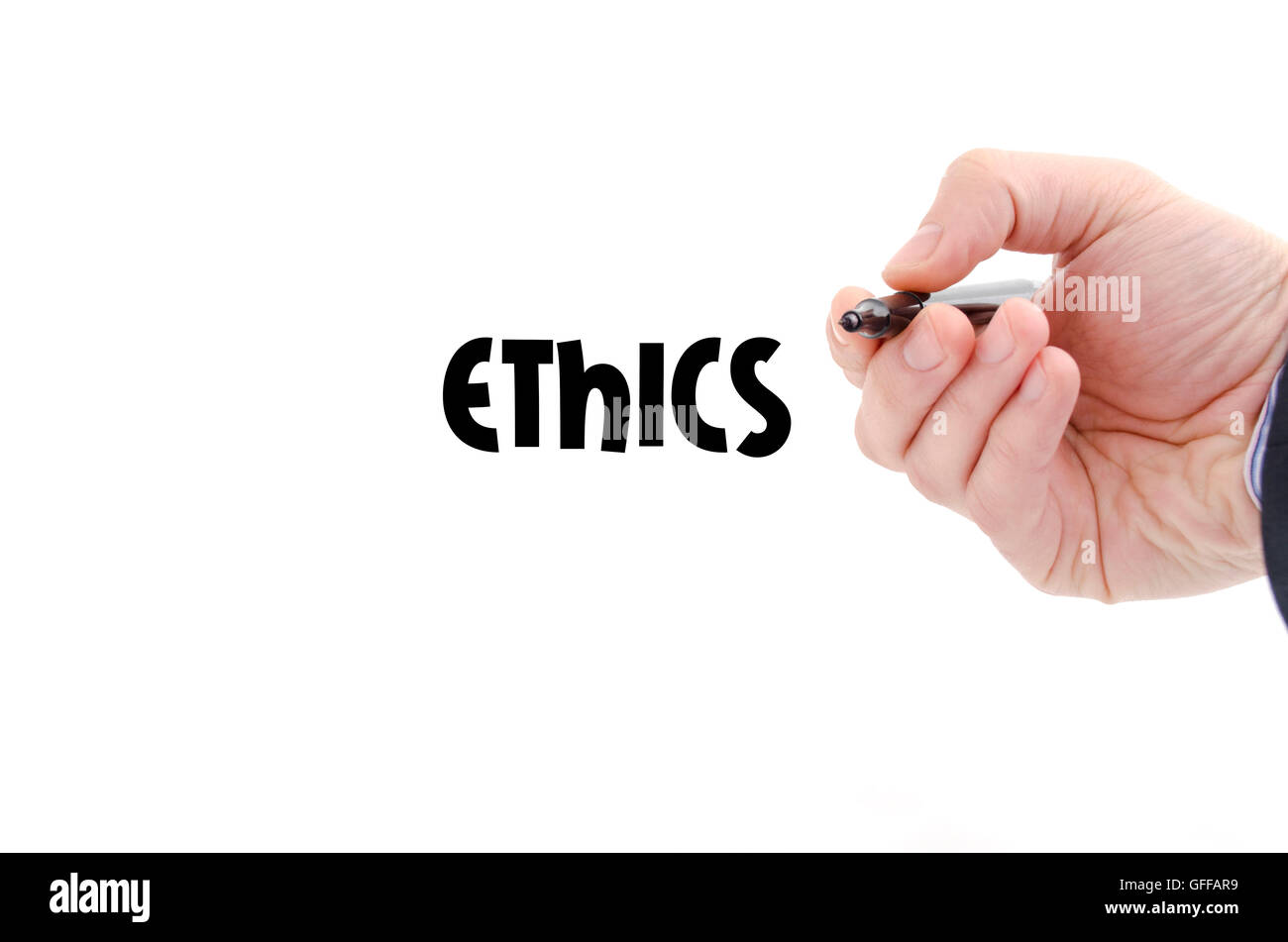 Ethics text concept isolated over white background Stock Photo - Alamy
