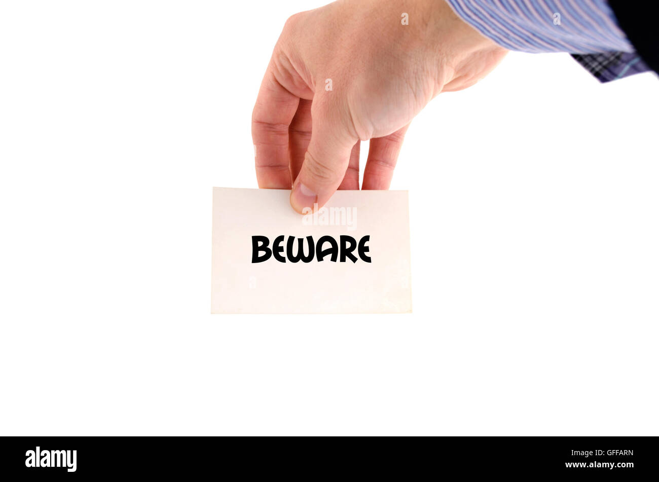 Beware text concept isolated over white background Stock Photo - Alamy