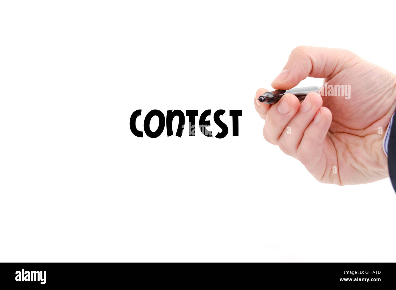 Contest text concept isolated over white background Stock Photo - Alamy