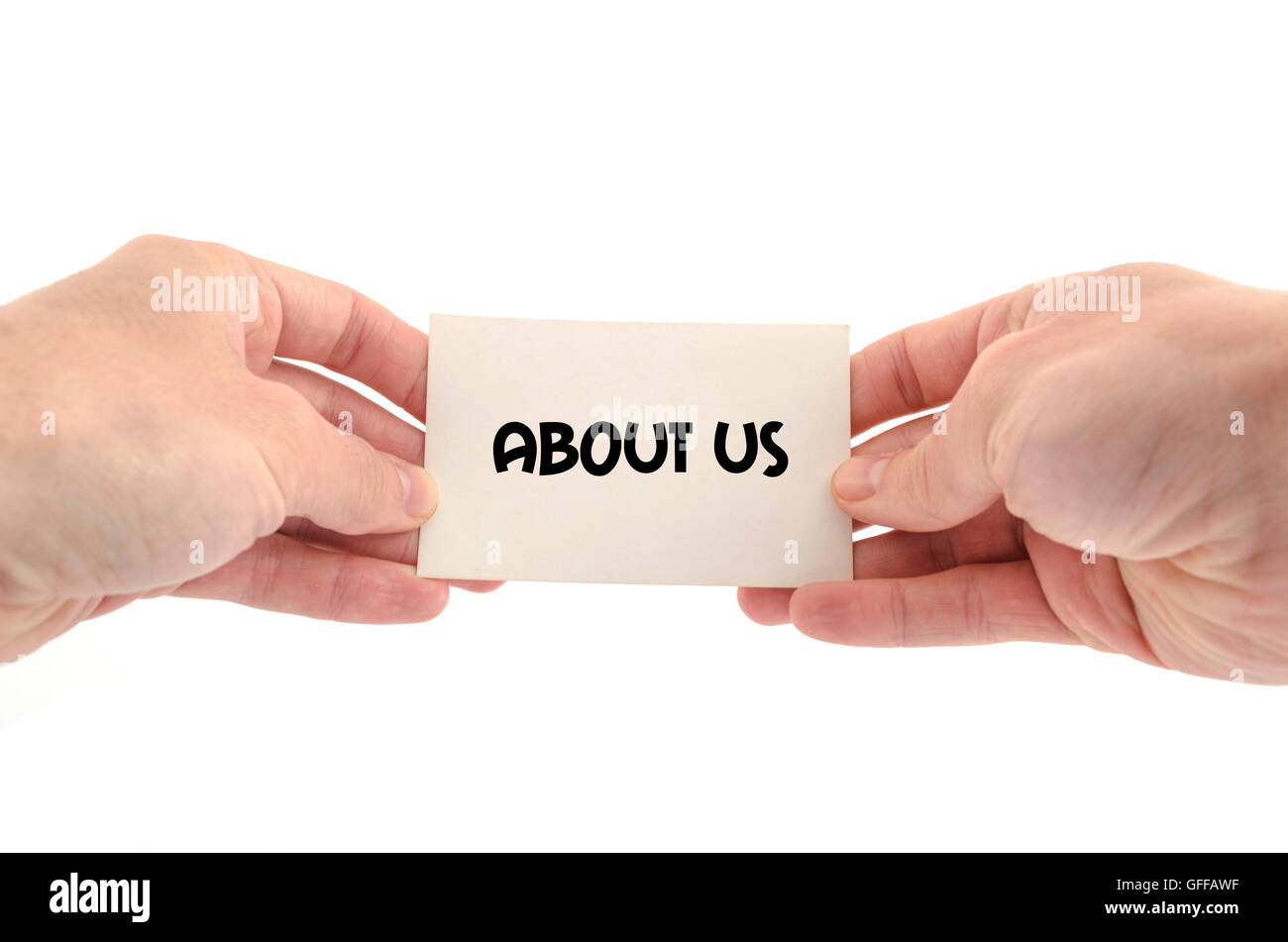 About us text concept isolated over white background Stock Photo - Alamy