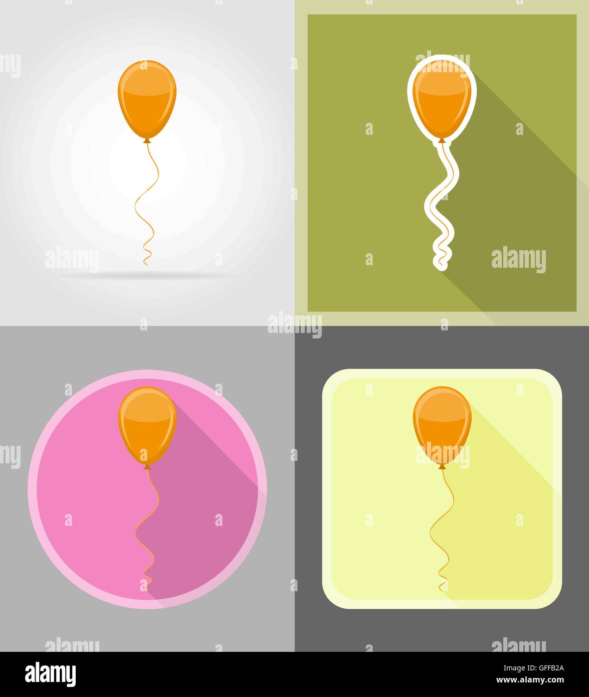 orange balloon flat icons vector illustration isolated on background ...