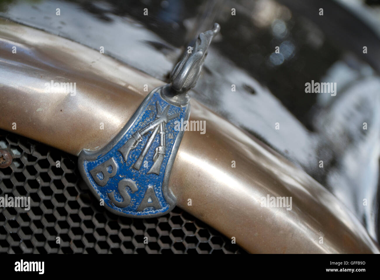 Radiator badge on a 1930s BSA three wheeled light car Stock Photo - Alamy