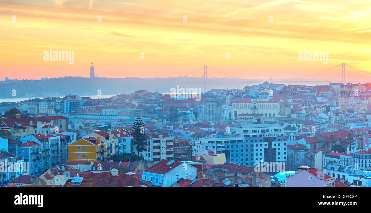 Lisbon skyline with beautiful sky at sunset. Portugal Stock Photo - Alamy