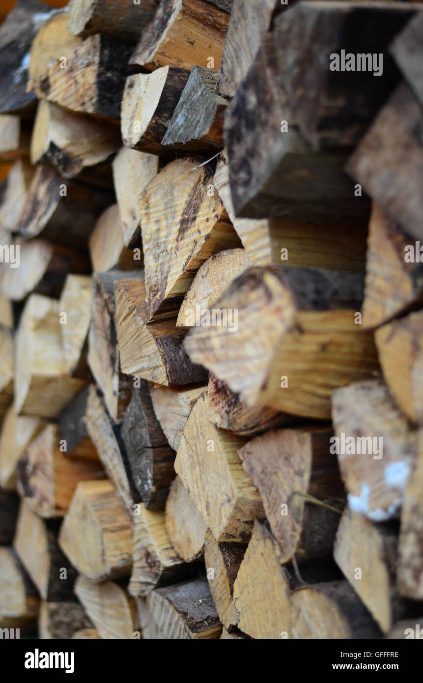 Stacked Logs of fire wood Stock Photo - Alamy