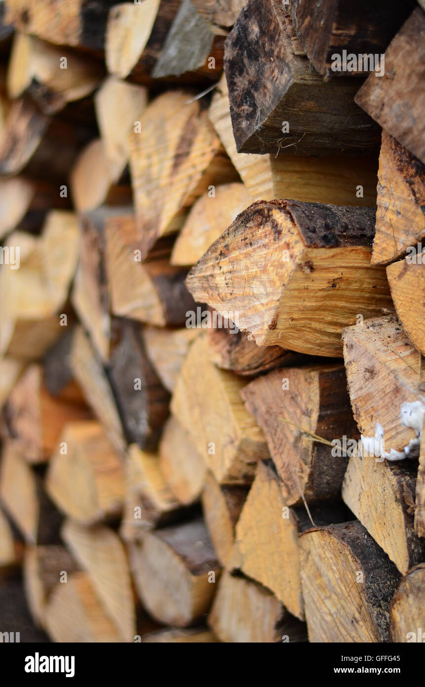 Stacked Logs of fire wood Stock Photo - Alamy