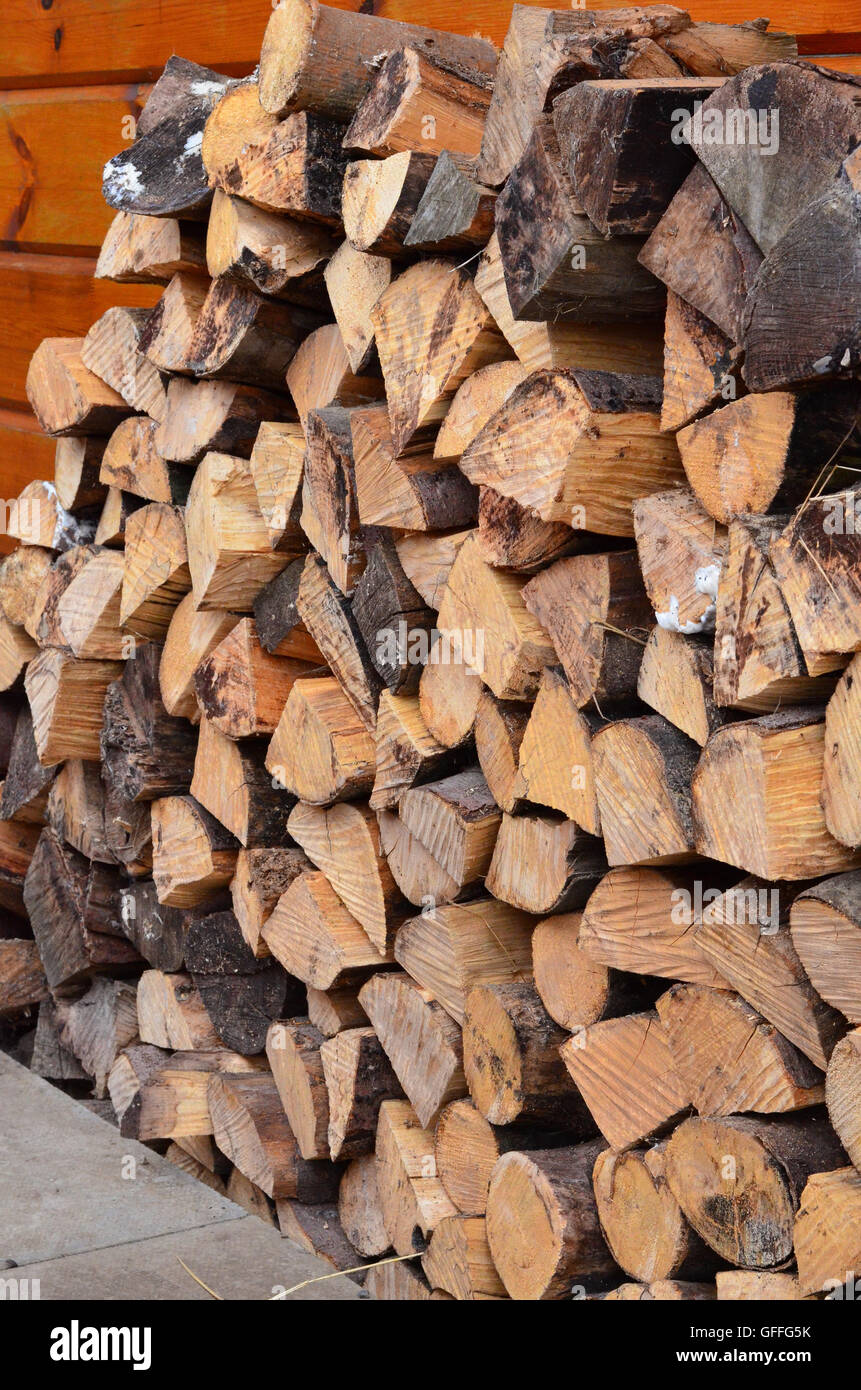Stacked Logs of fire wood Stock Photo - Alamy