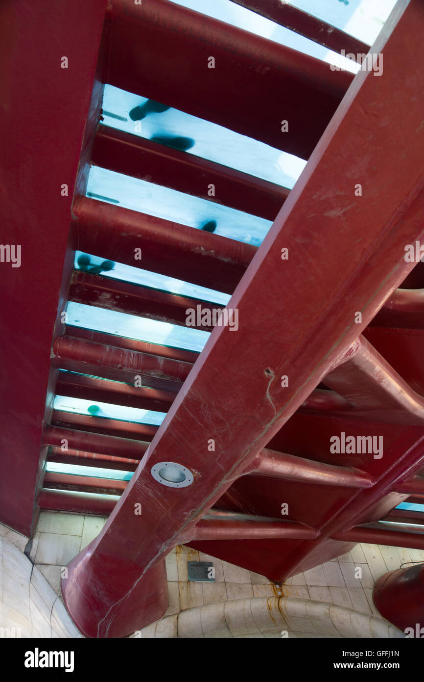 Pedestrians walking over Constitution Bridge seen from below, Venice ...
