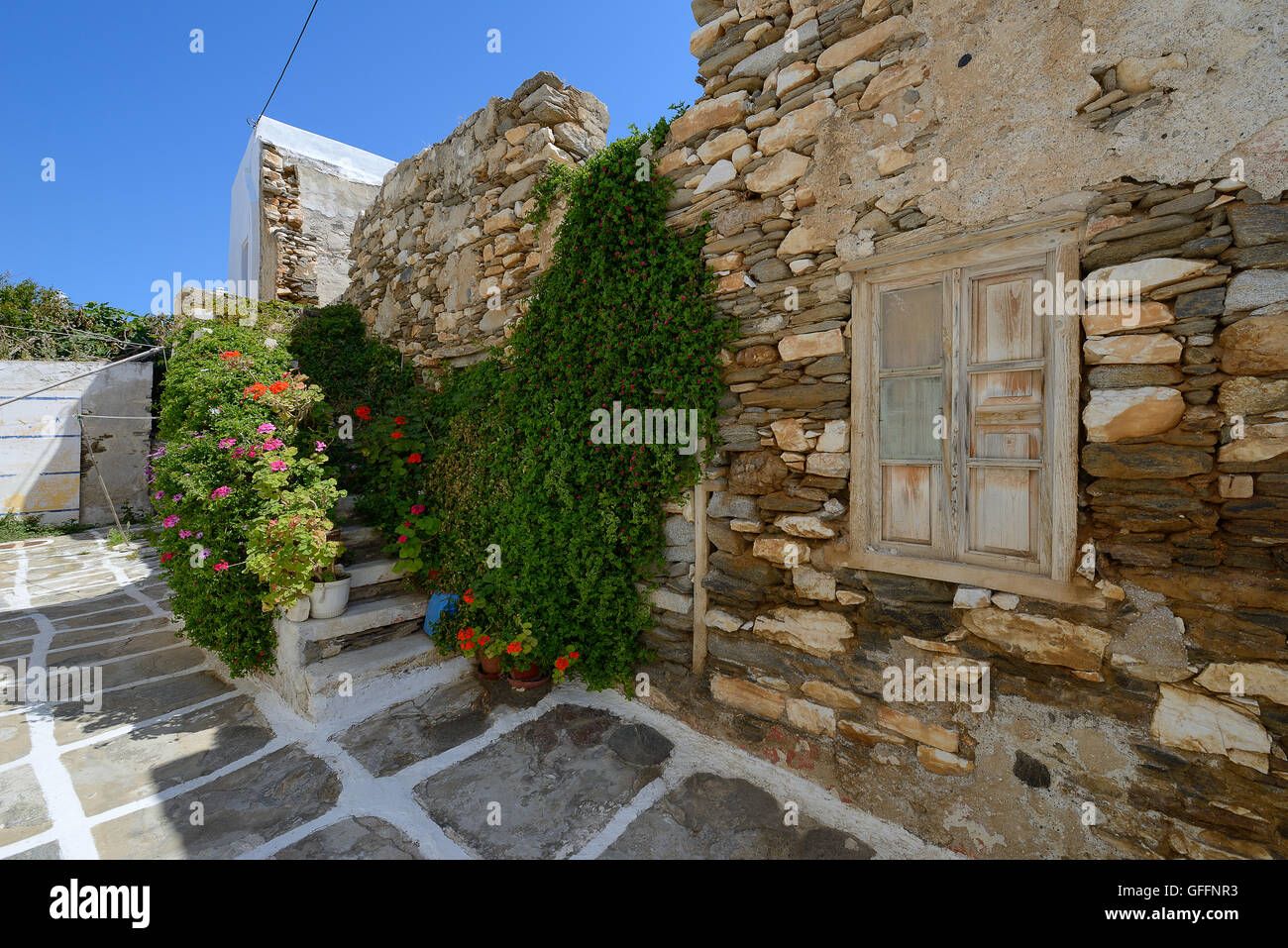 Streets of Naoussa - Paros Stock Photo - Alamy