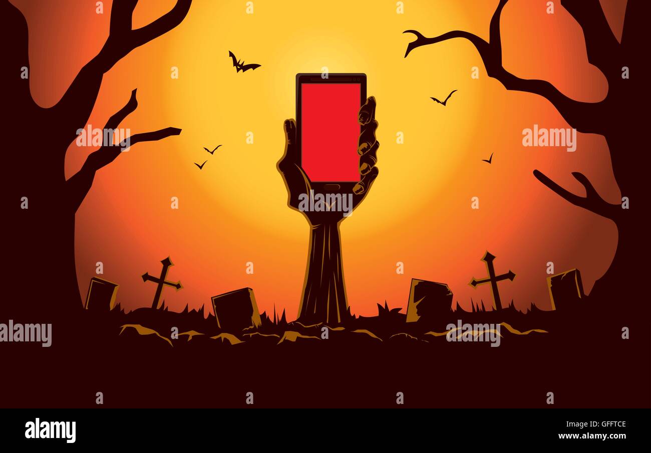Zombie Hand Holding Smartphone Blank Stock Vector Images - Alamy