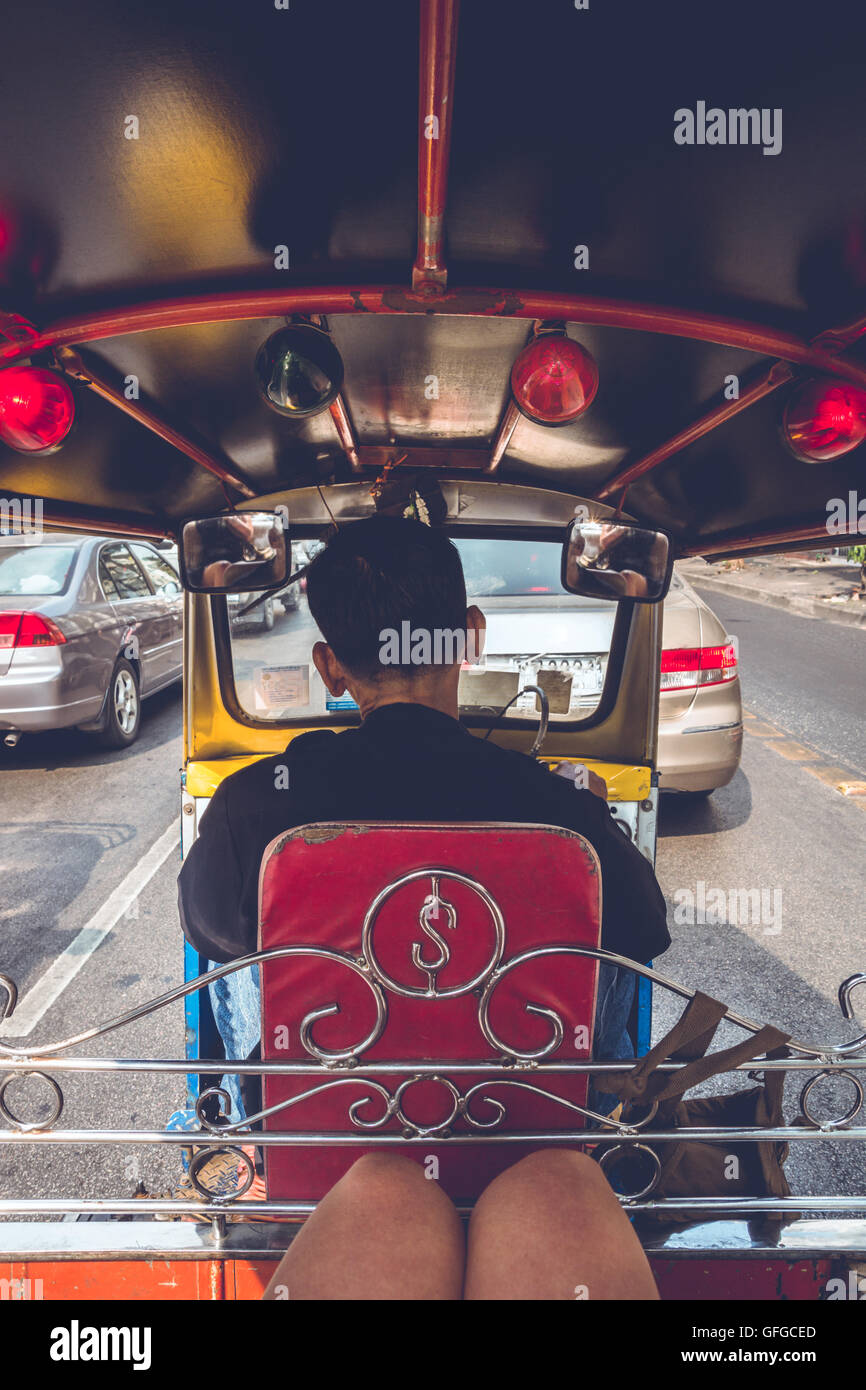 POV from the backseat of a Tuk Tuk in Bangkok, Thailand Stock Photo - Alamy