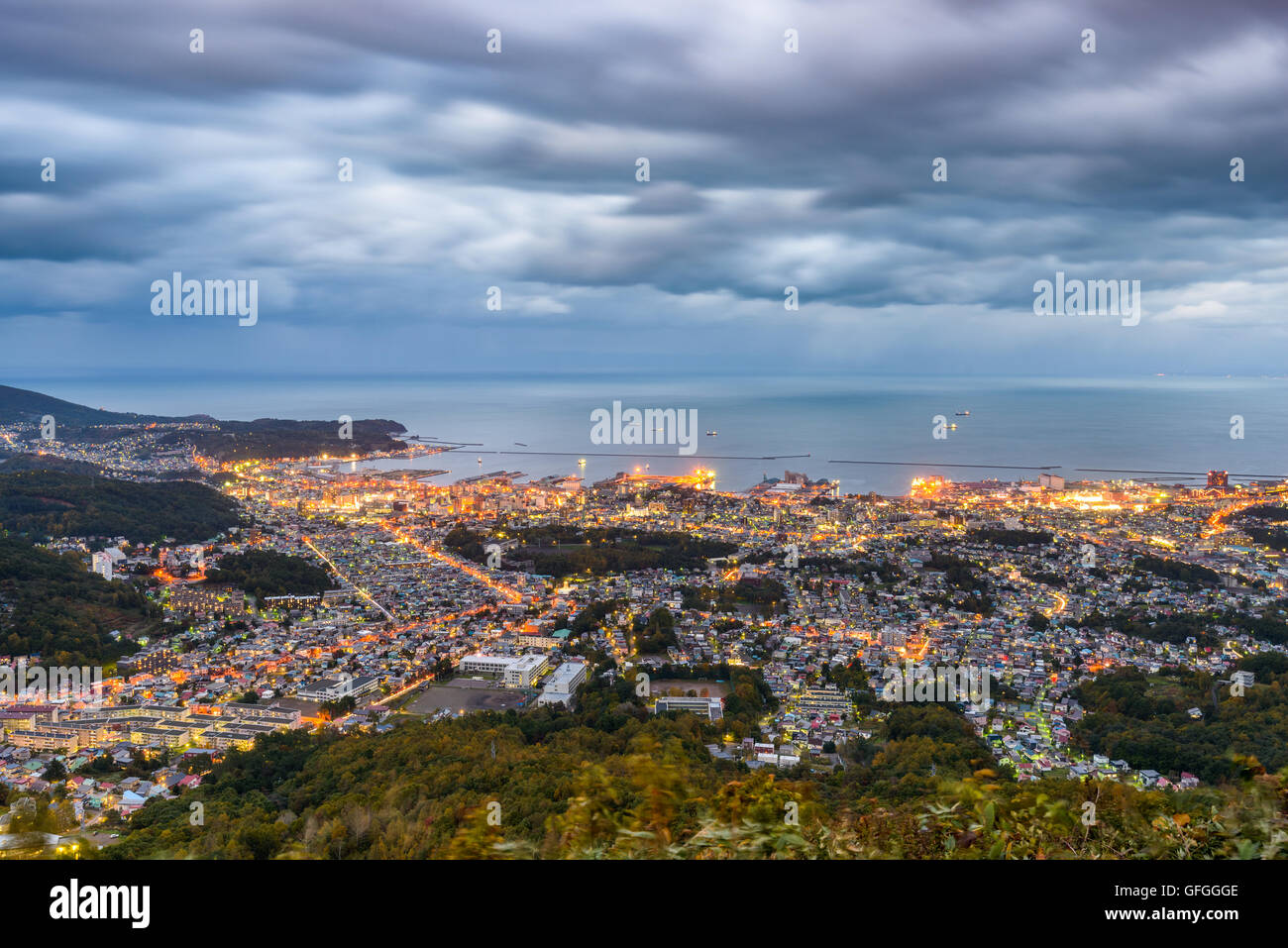 Otaru, Hokkaido, Japan town cityscape over Ishikari Bay Stock Photo - Alamy