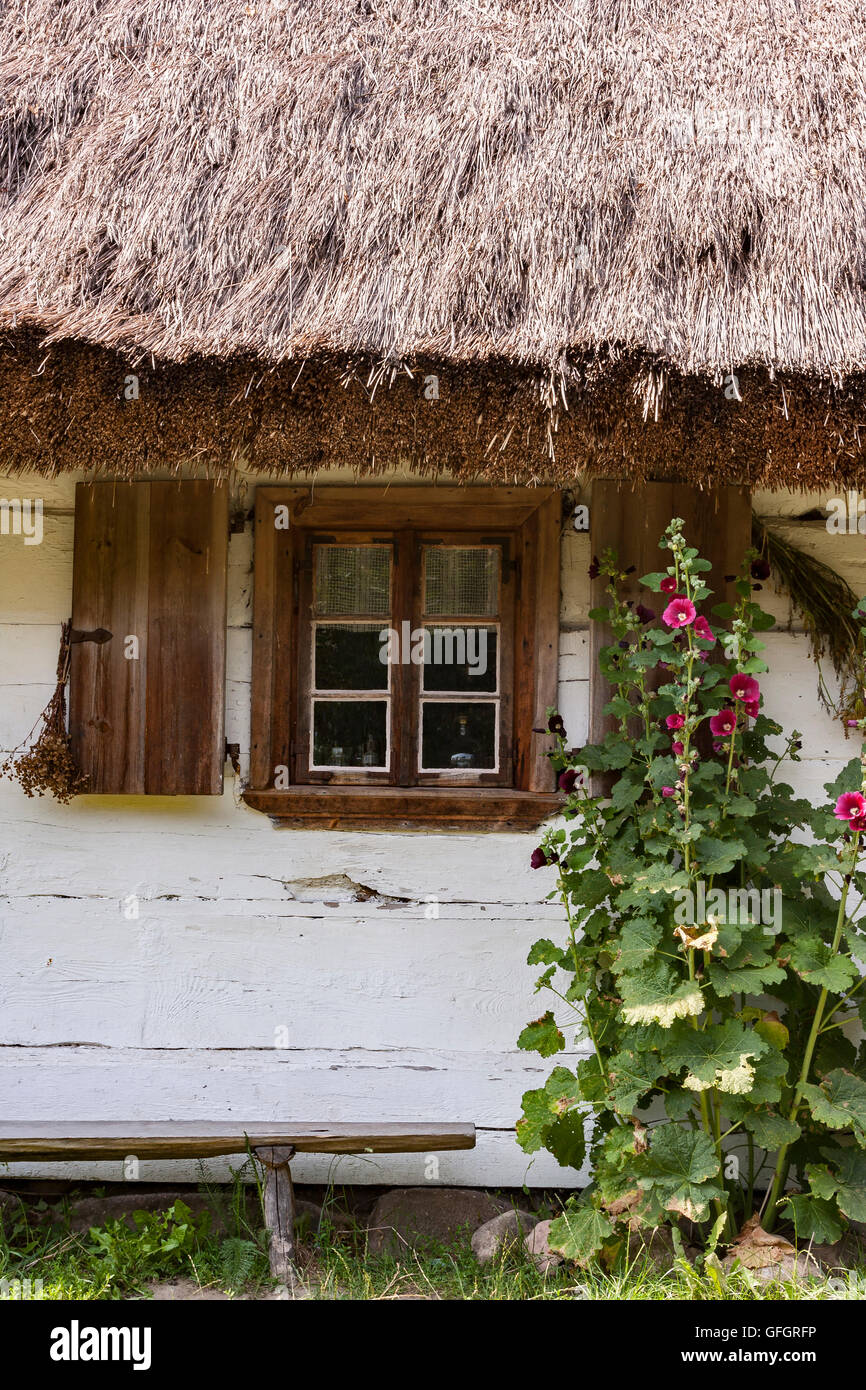 Rural architecture window. Windows on old wooden house Stock Photo - Alamy