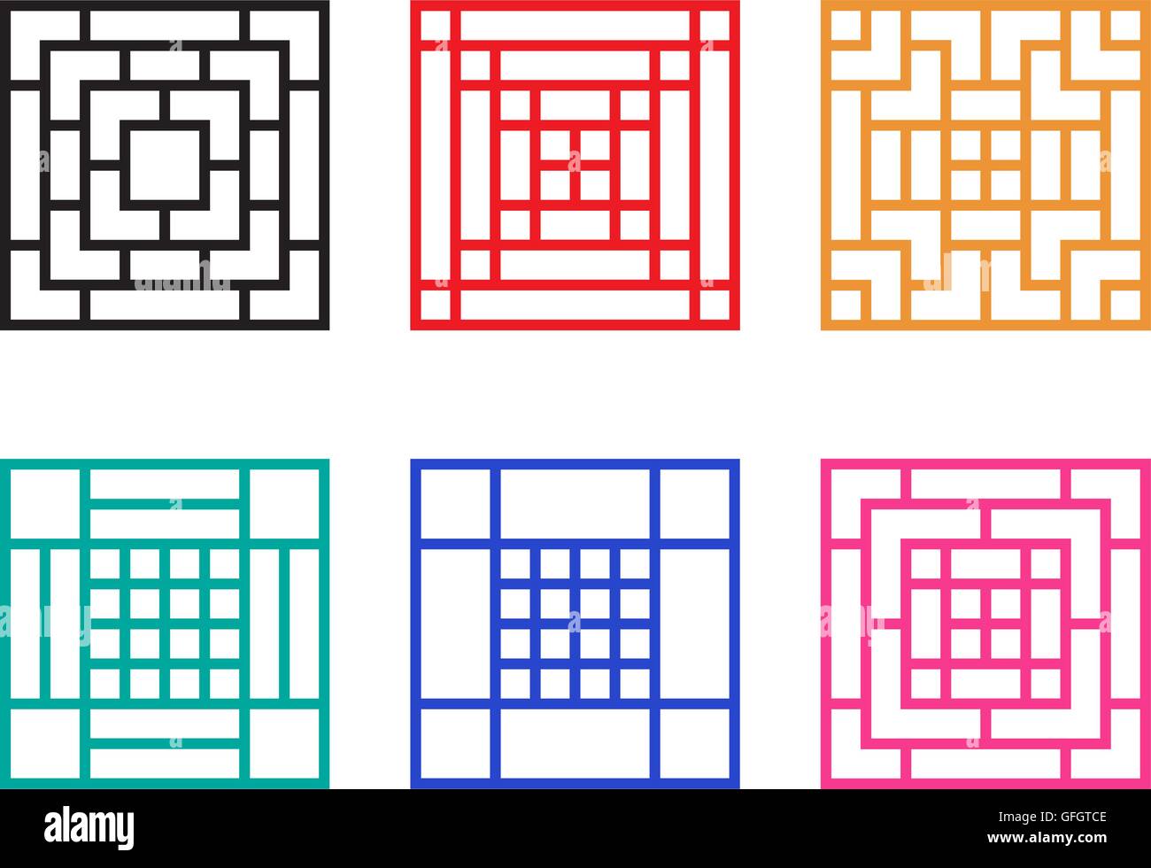 Square Chinese window with pattern, vector Stock Vector Image & Art - Alamy