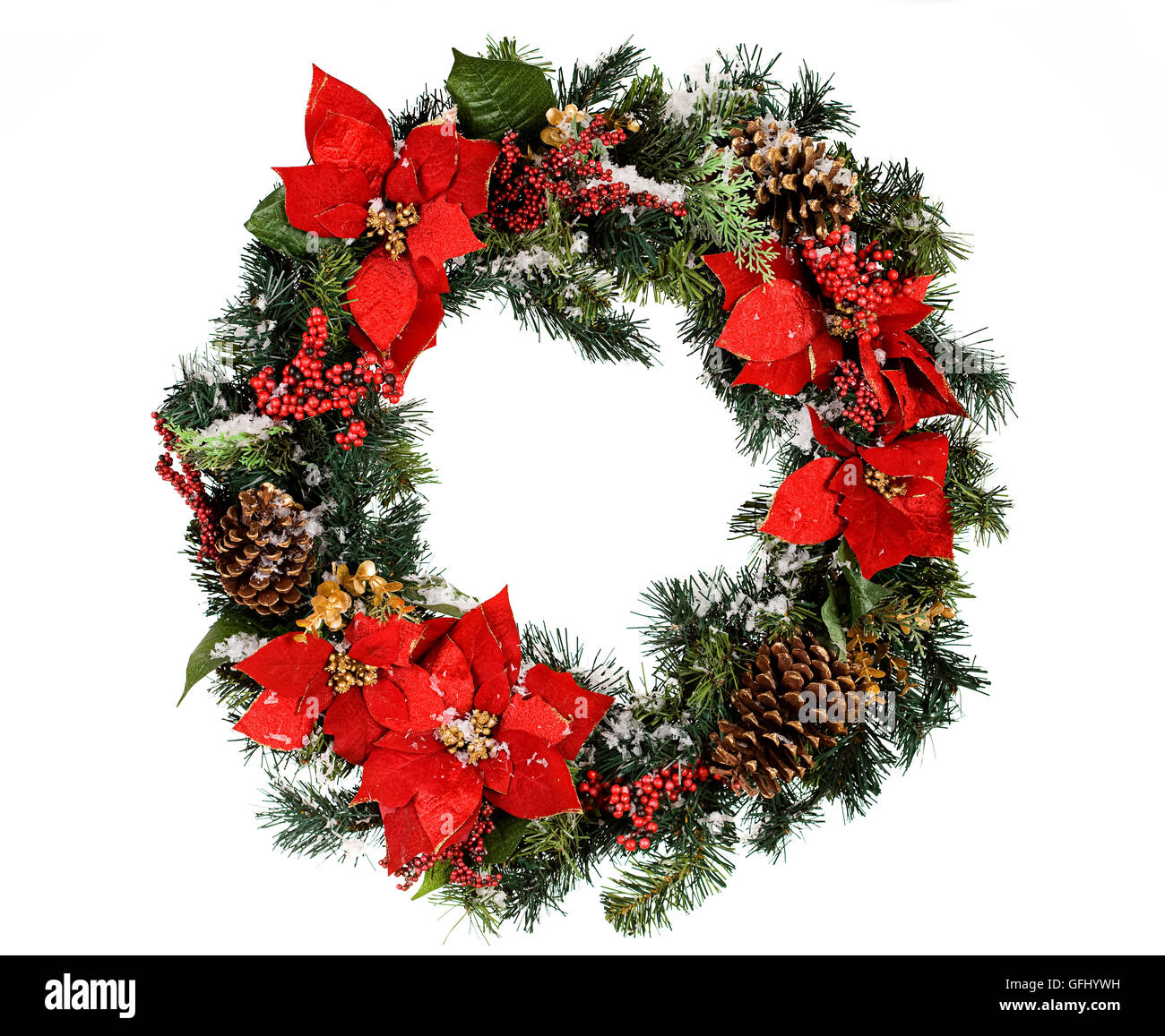 Christmas wreath snow on Cut Out Stock Images & Pictures - Alamy