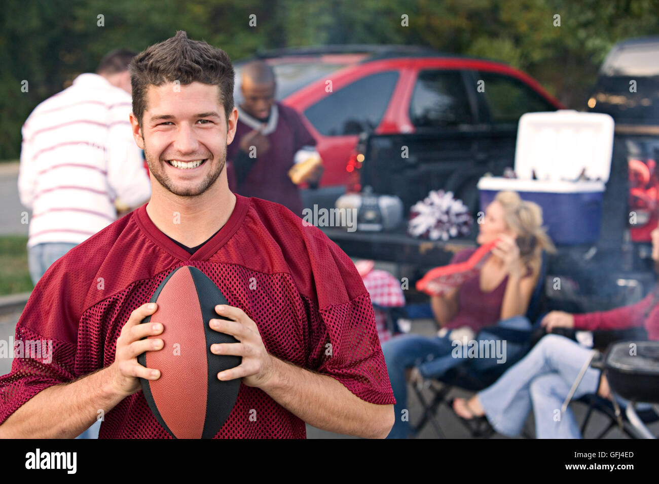 Series with college football fans tailgating and having fun before the ...