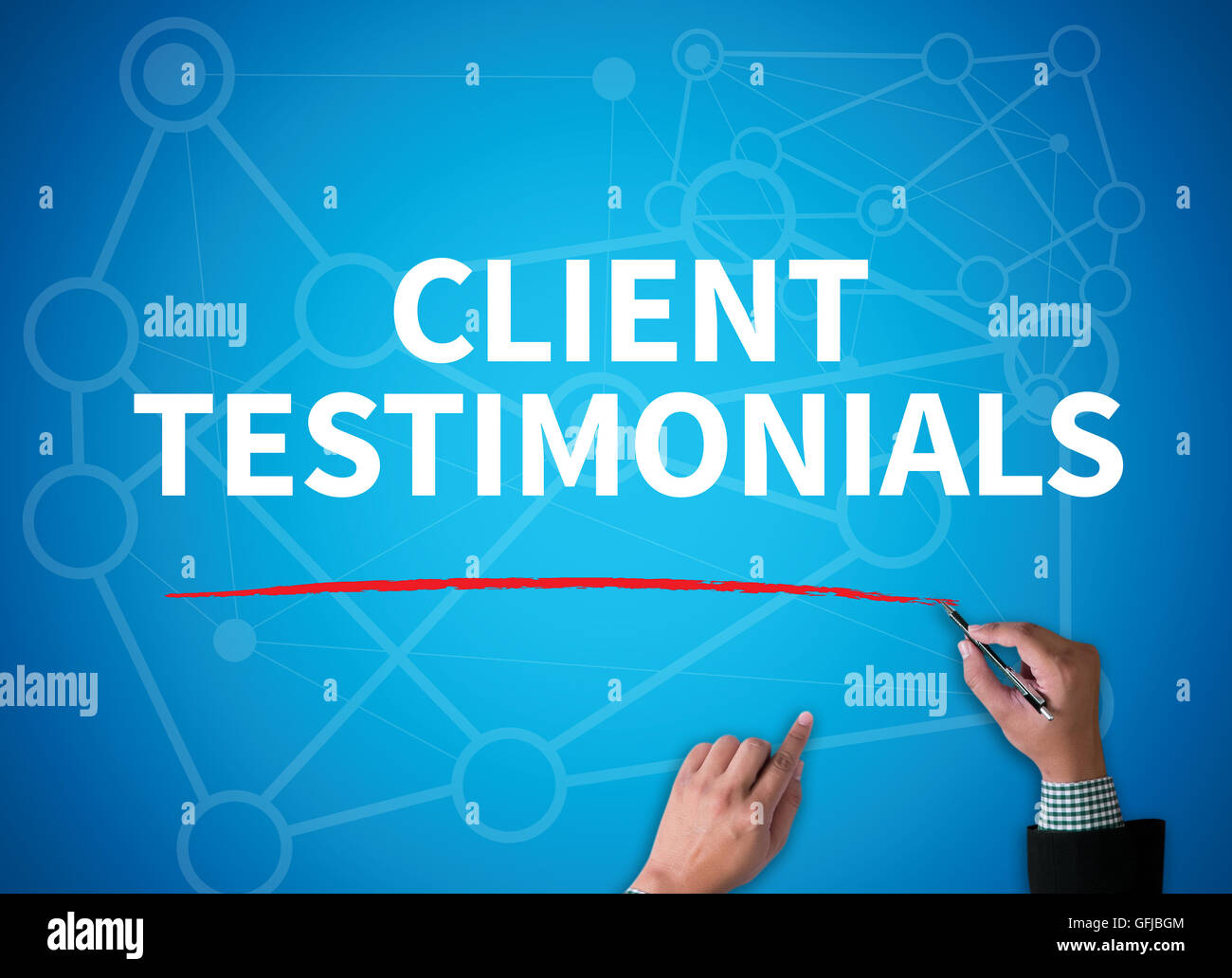 CLIENT TESTIMONIALS businessman work on white broad, top view Stock ...