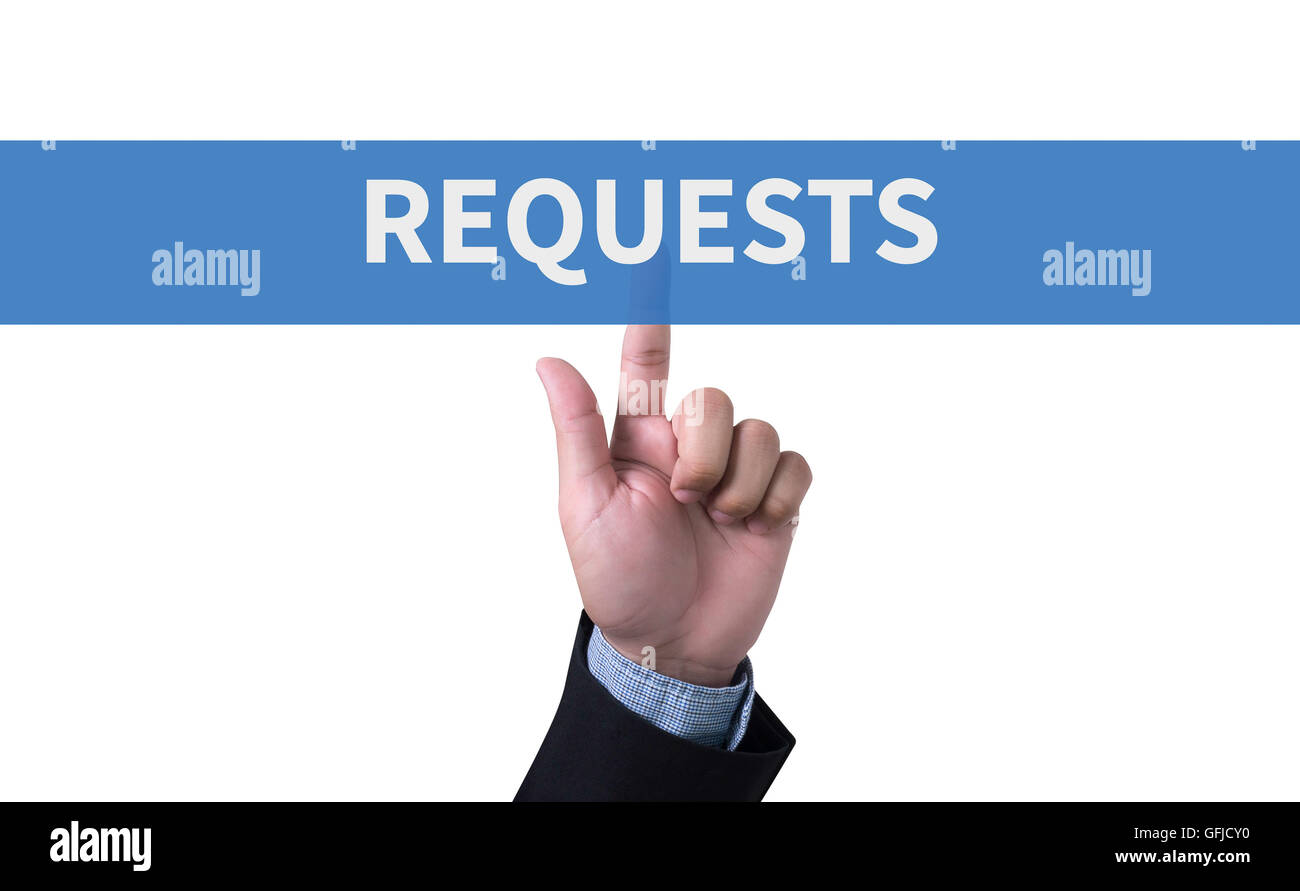 REQUESTS man pushing (touching) virtual web browser address bar or ...