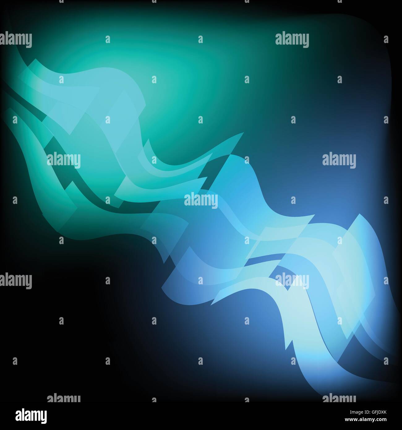 Rectangle blue wave glow in the dark abstract background, stock vector ...