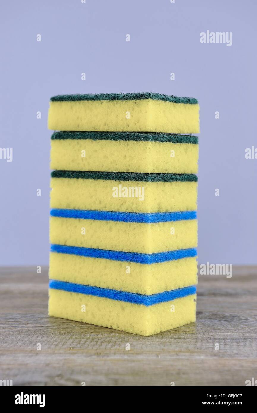 A close up studio photo of a dishwashing sponge Stock Photo - Alamy