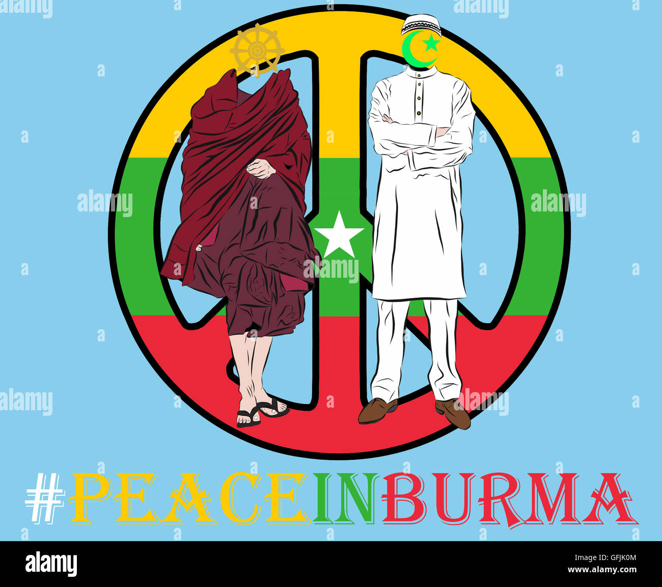 Peace In Burma/Myanmar Version 2 Stock Photo - Alamy