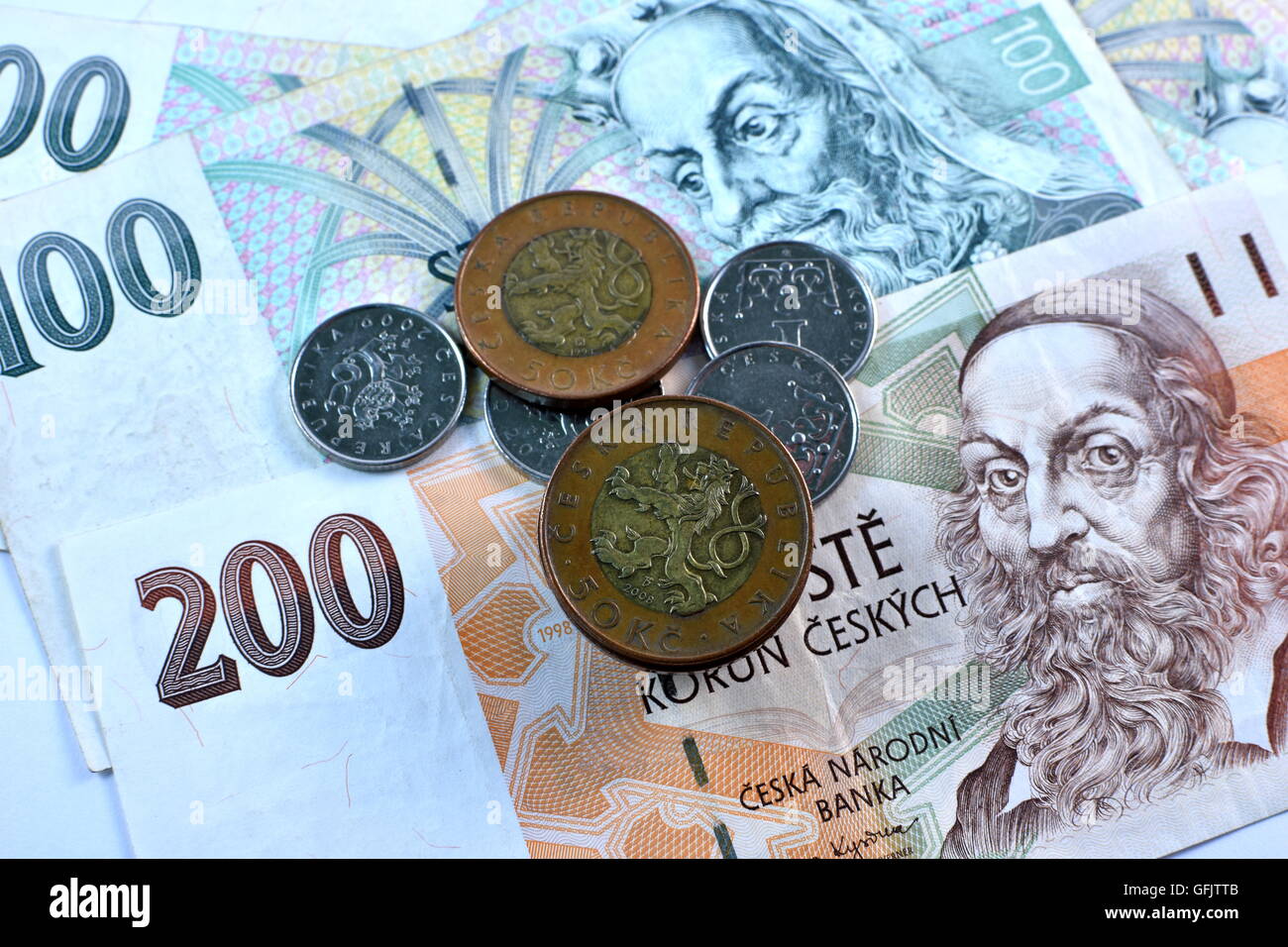 Czech notes close up hi-res stock photography and images - Alamy