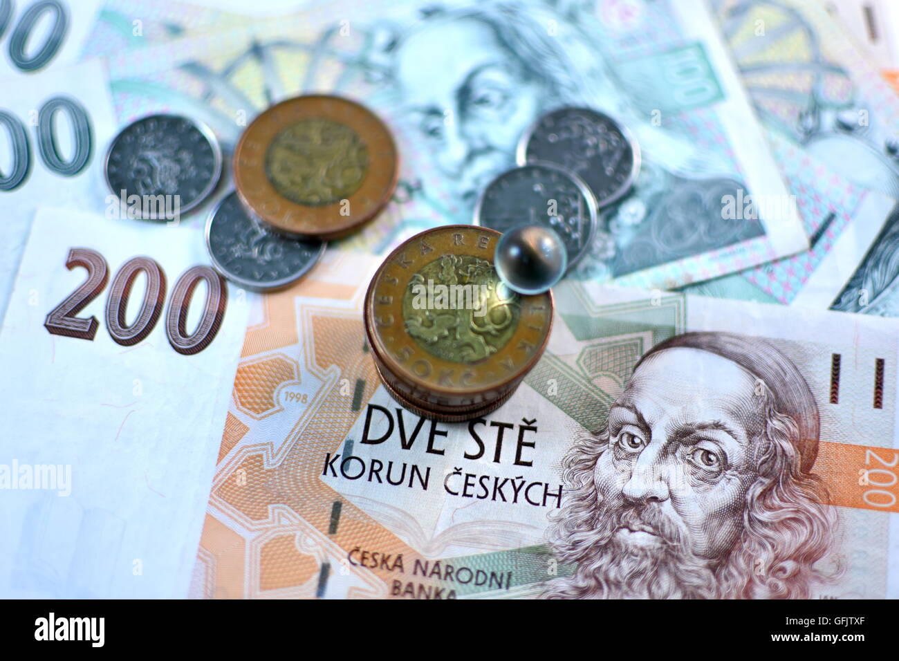 Close up Czech Koruna currency, Czech Republic Stock Photo - Alamy