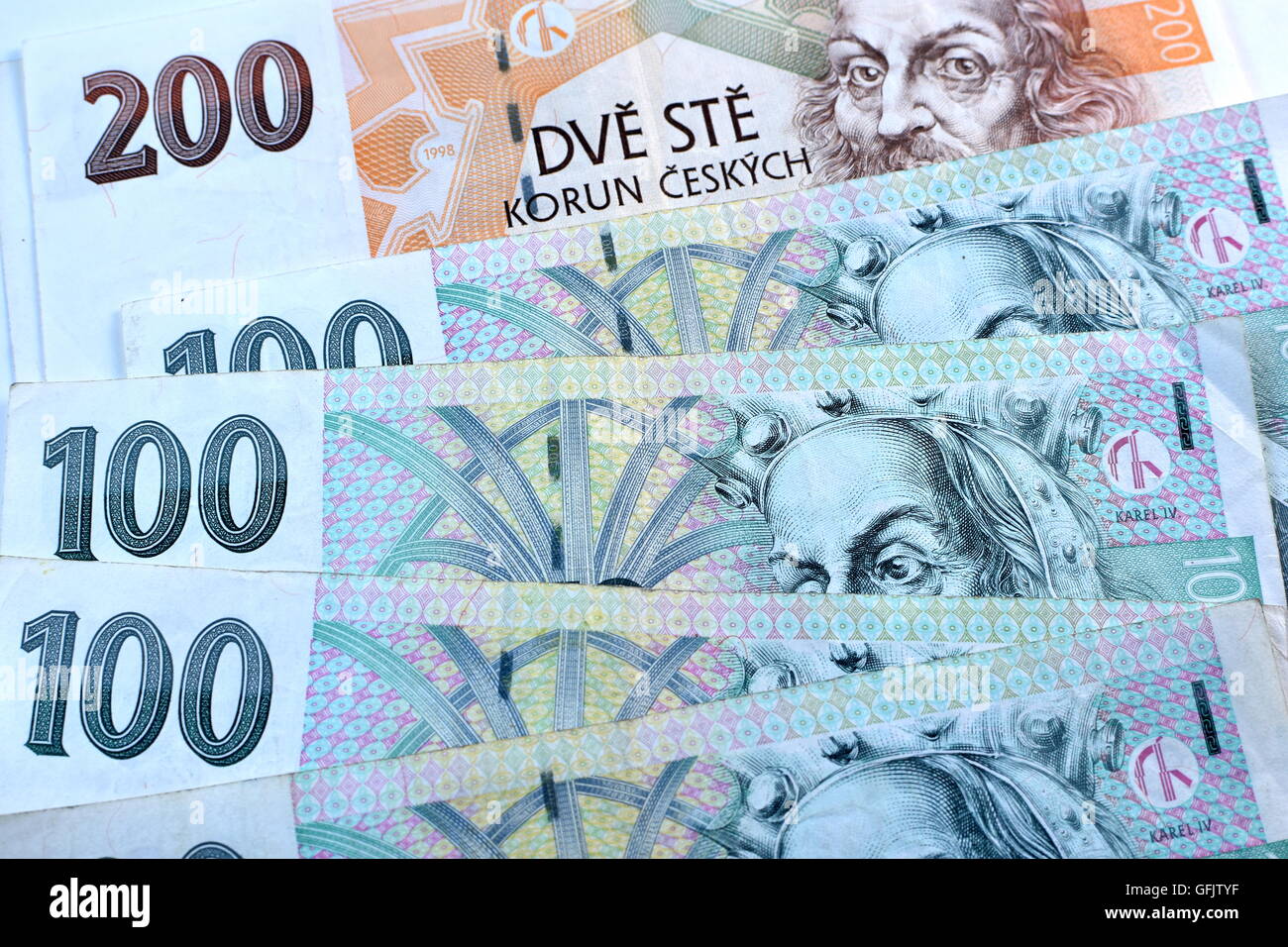 Czech bank notes close up hi-res stock photography and images - Alamy
