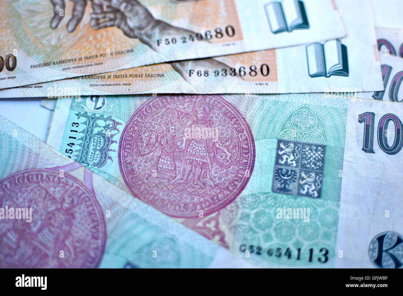 Czech notes close up hi-res stock photography and images - Alamy
