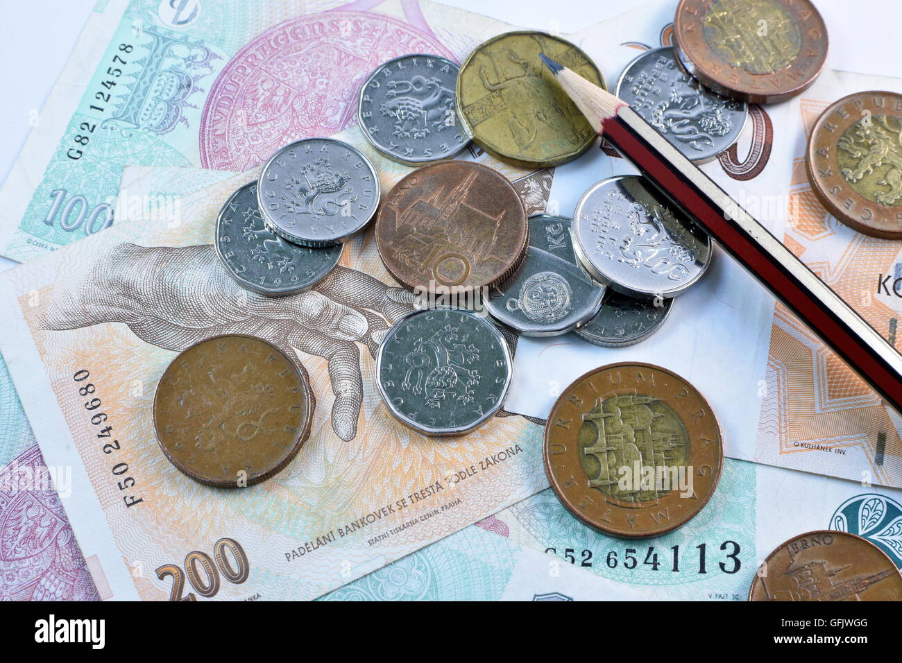 Close up Czech Koruna currency, Czech Republic Stock Photo - Alamy