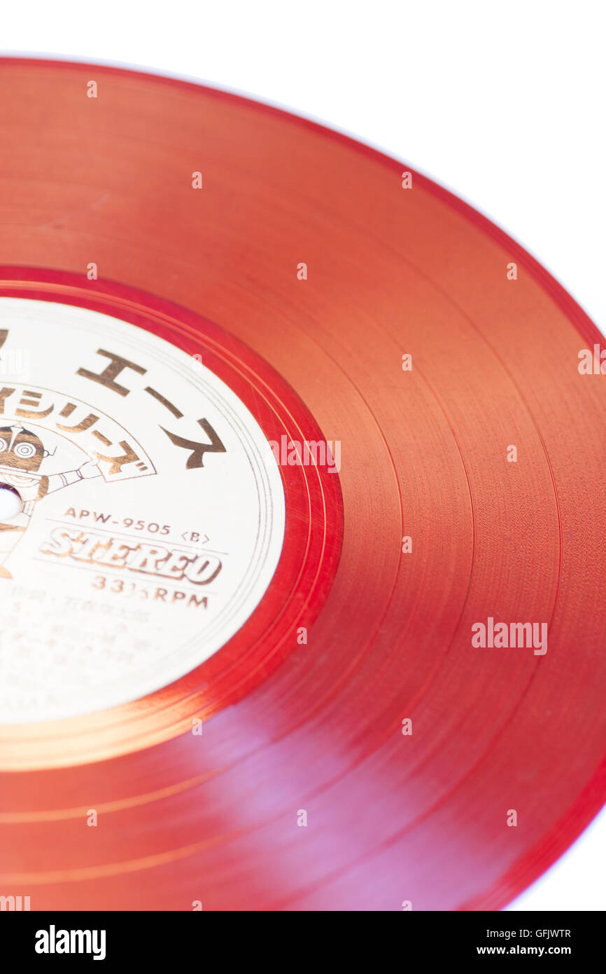 Japanese red retro vinyl also known as sonosheet Stock Photo - Alamy