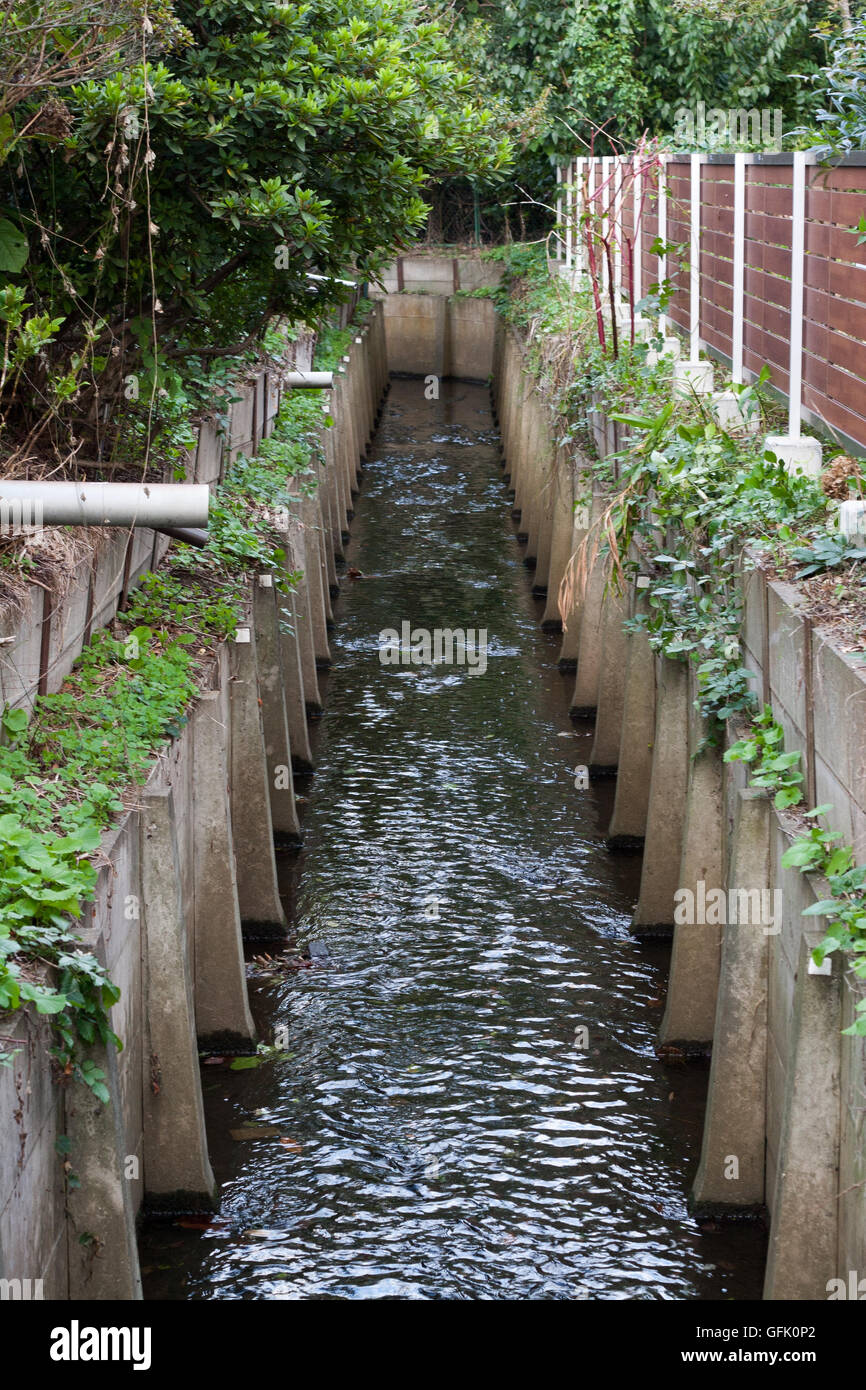 Japanese small canal besides residential street Stock Photo - Alamy