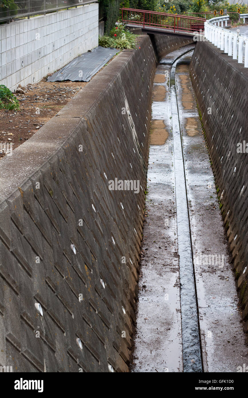 Japanese small canal besides residential street Stock Photo - Alamy
