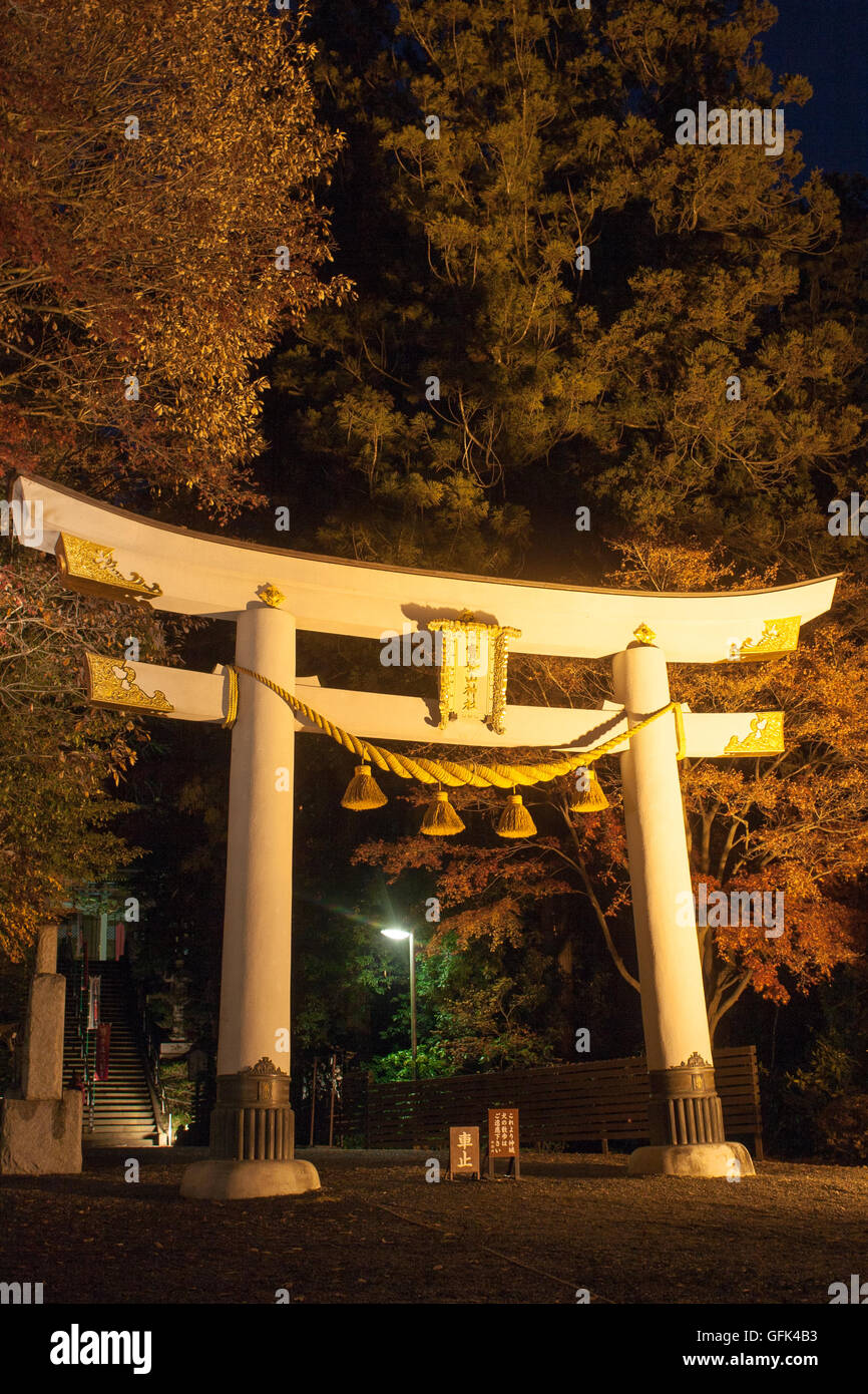 Japanese shrine gate at night Stock Photo - Alamy