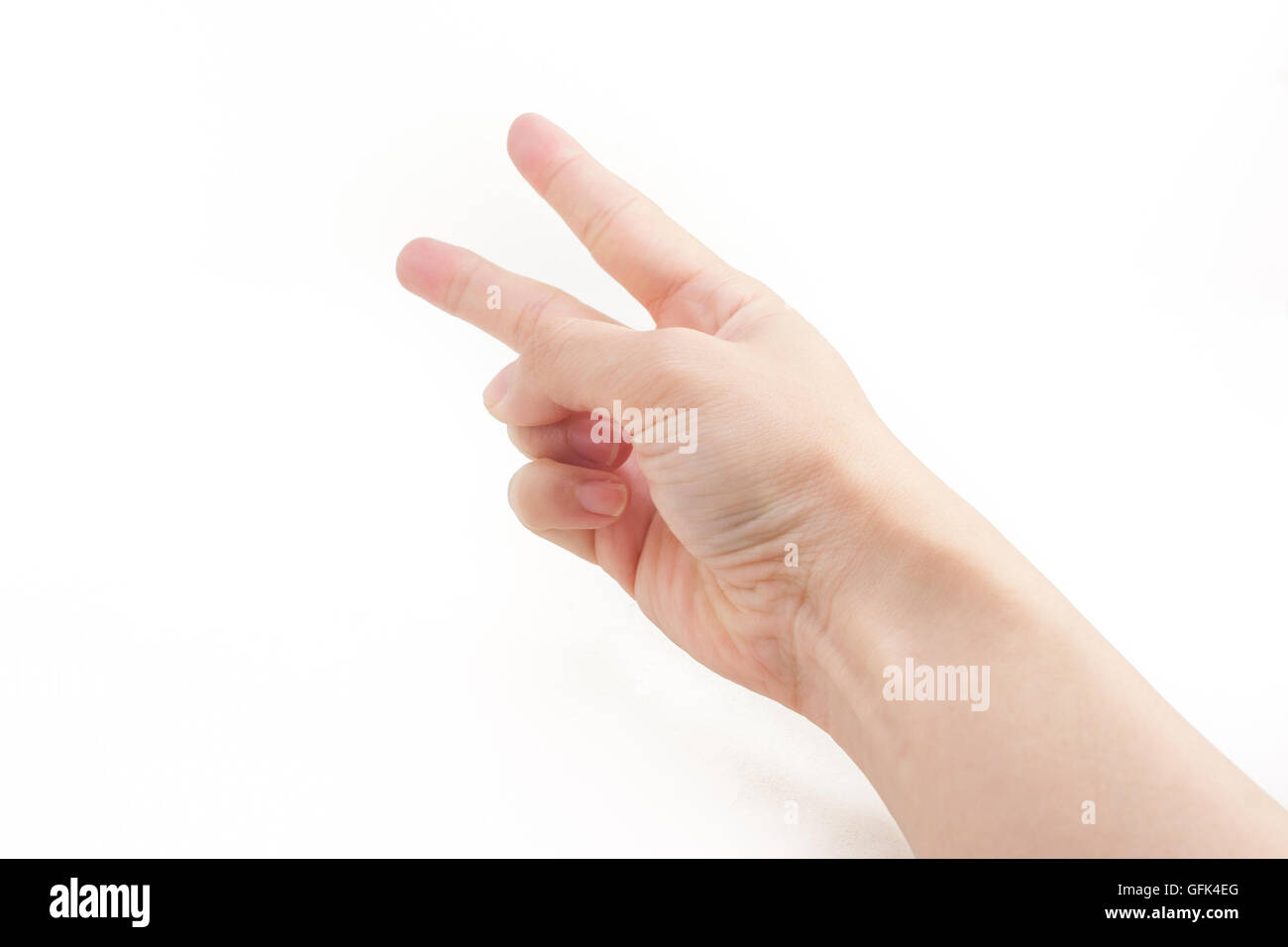 Japanese papper rock scissors called Janken on white isolated ...