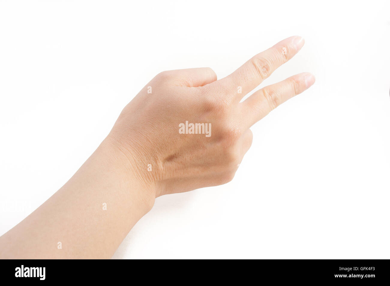 Japanese papper rock scissors called Janken on white isolated ...