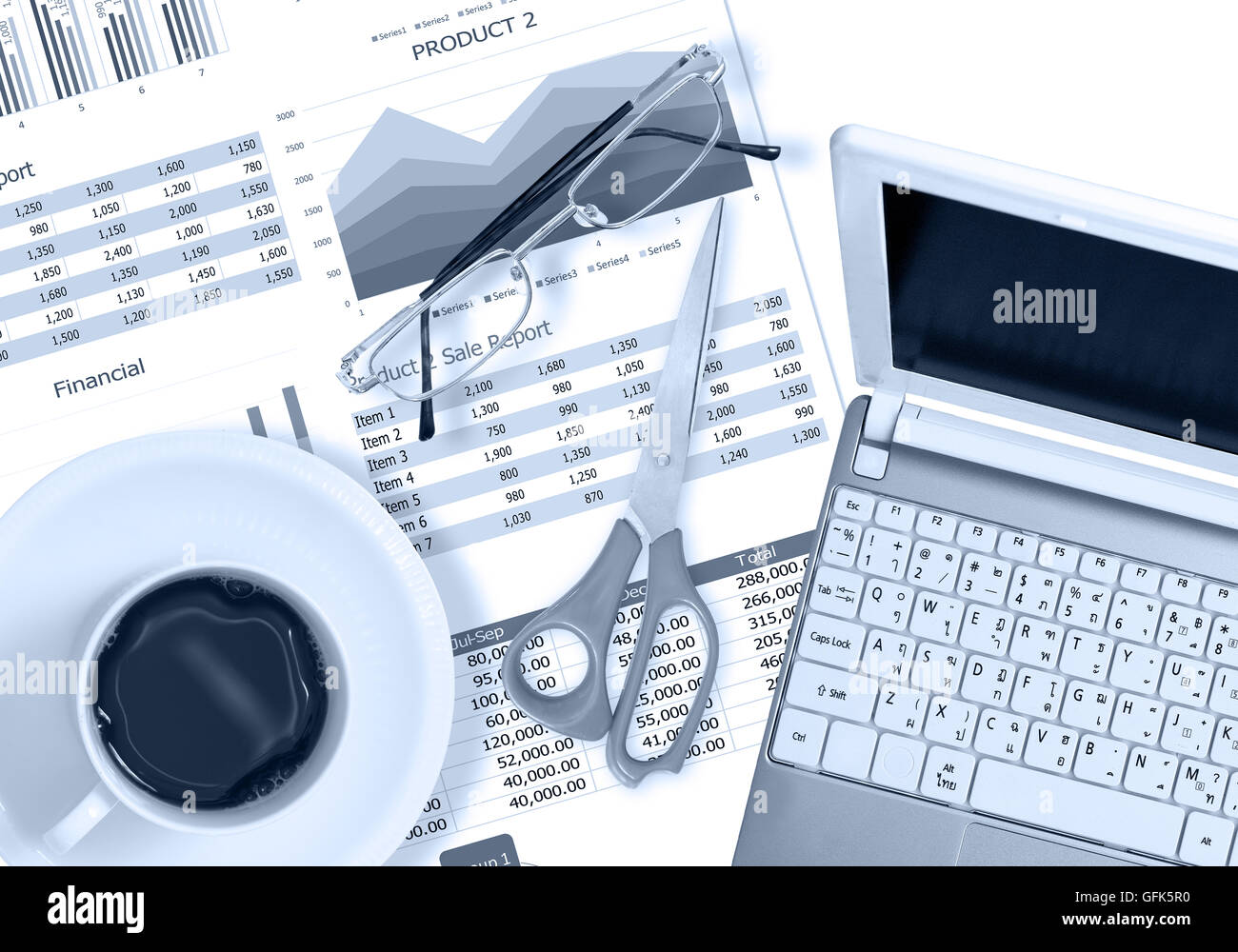 Image of business and financial report flat lay on desk Stock Photo - Alamy