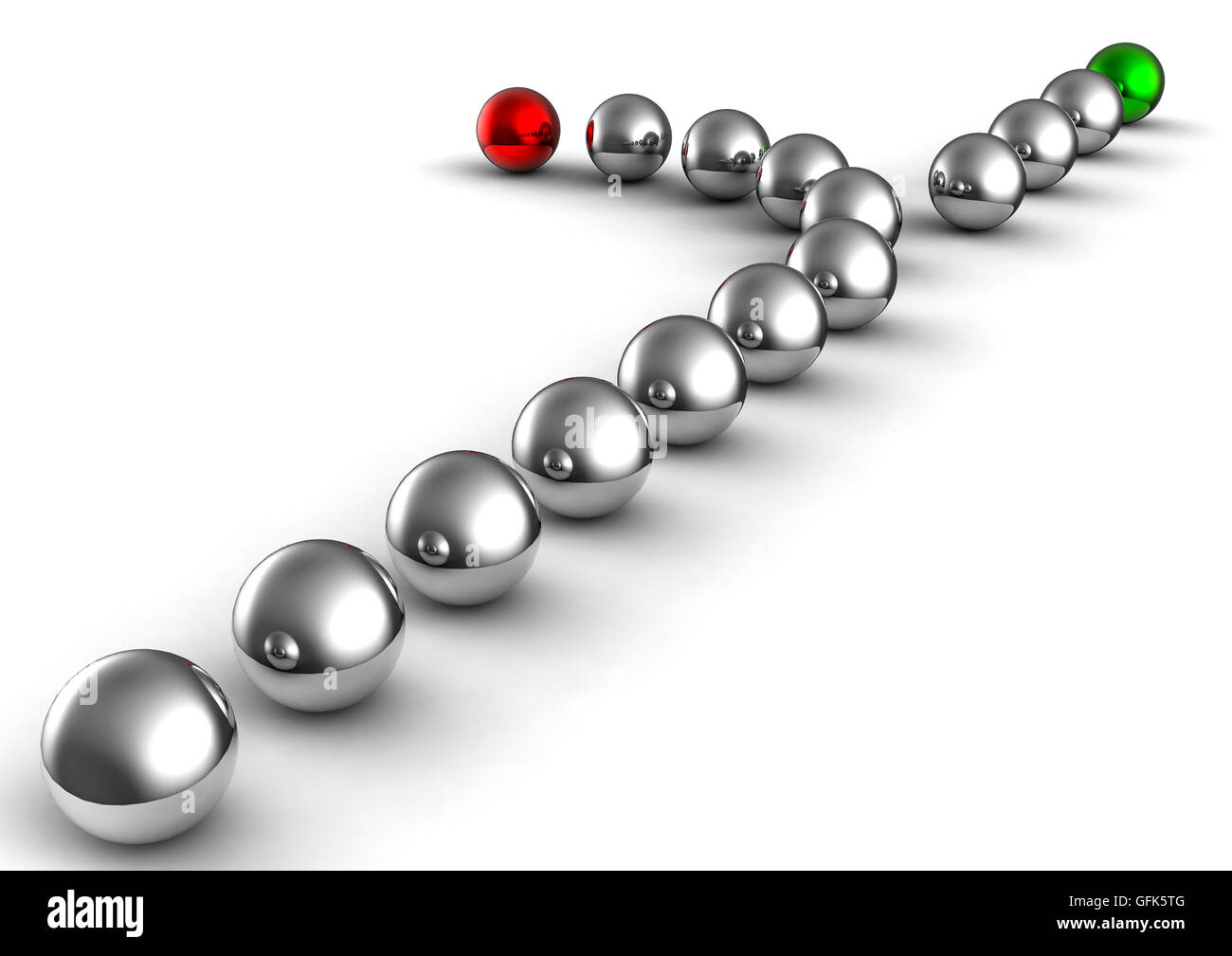3D render image of a row of balls representing followers choosing their ...